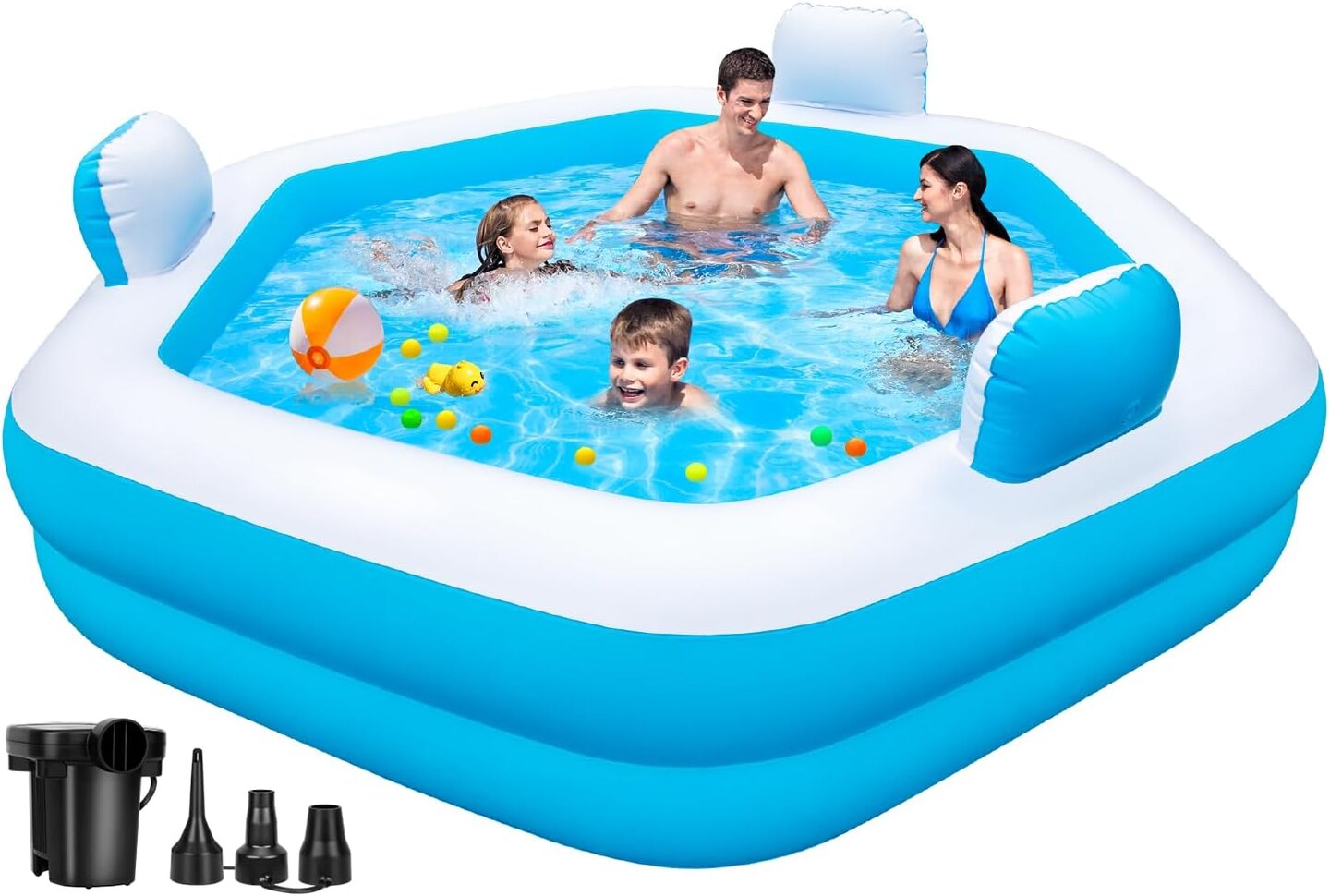 Inflatable Pool for Adults, 77" X 71" X 22" Large Blow Up Pool with ...