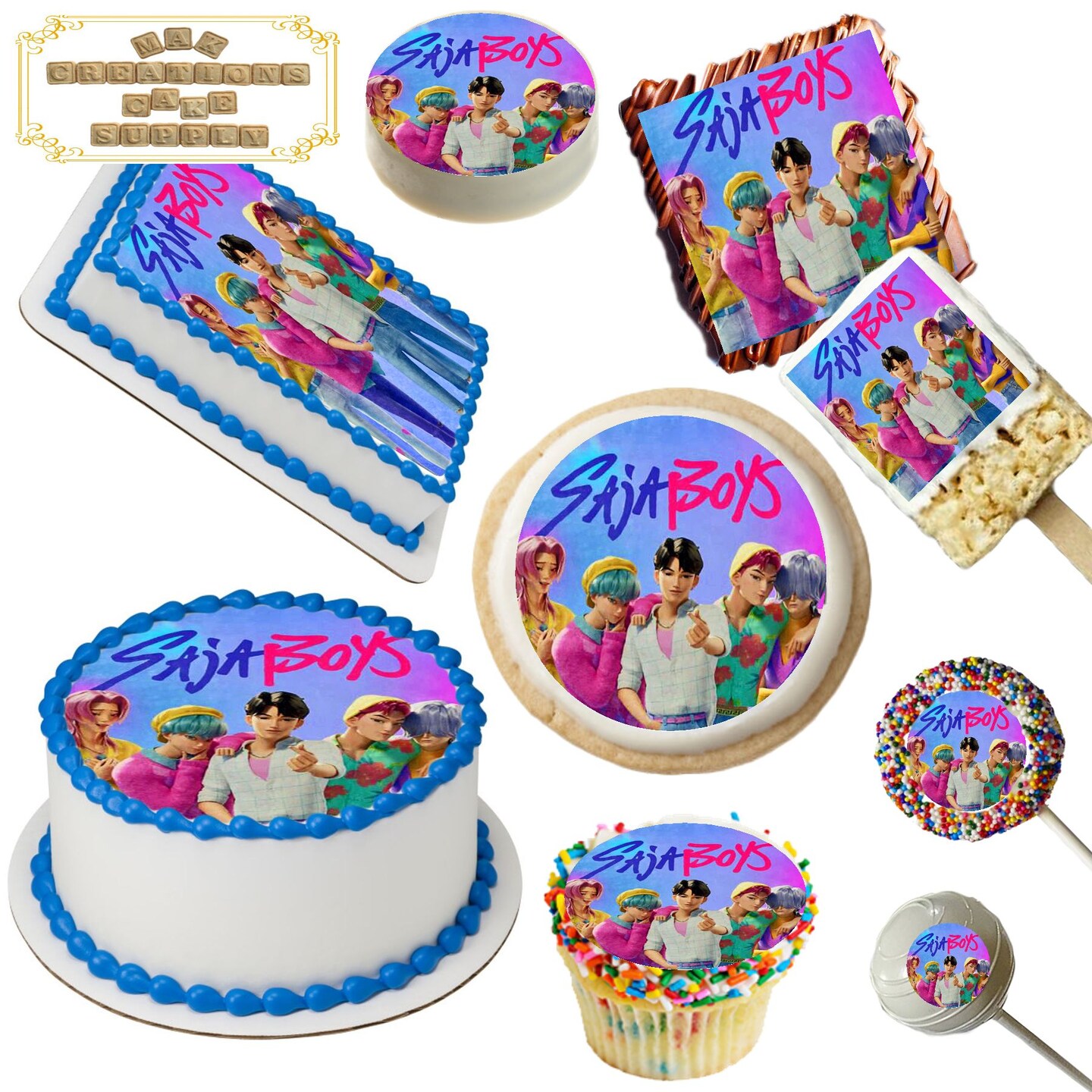 K Pop Demon Hunters Saja Boys Edible Cake and Dessert Toppers 7 Sizes ...