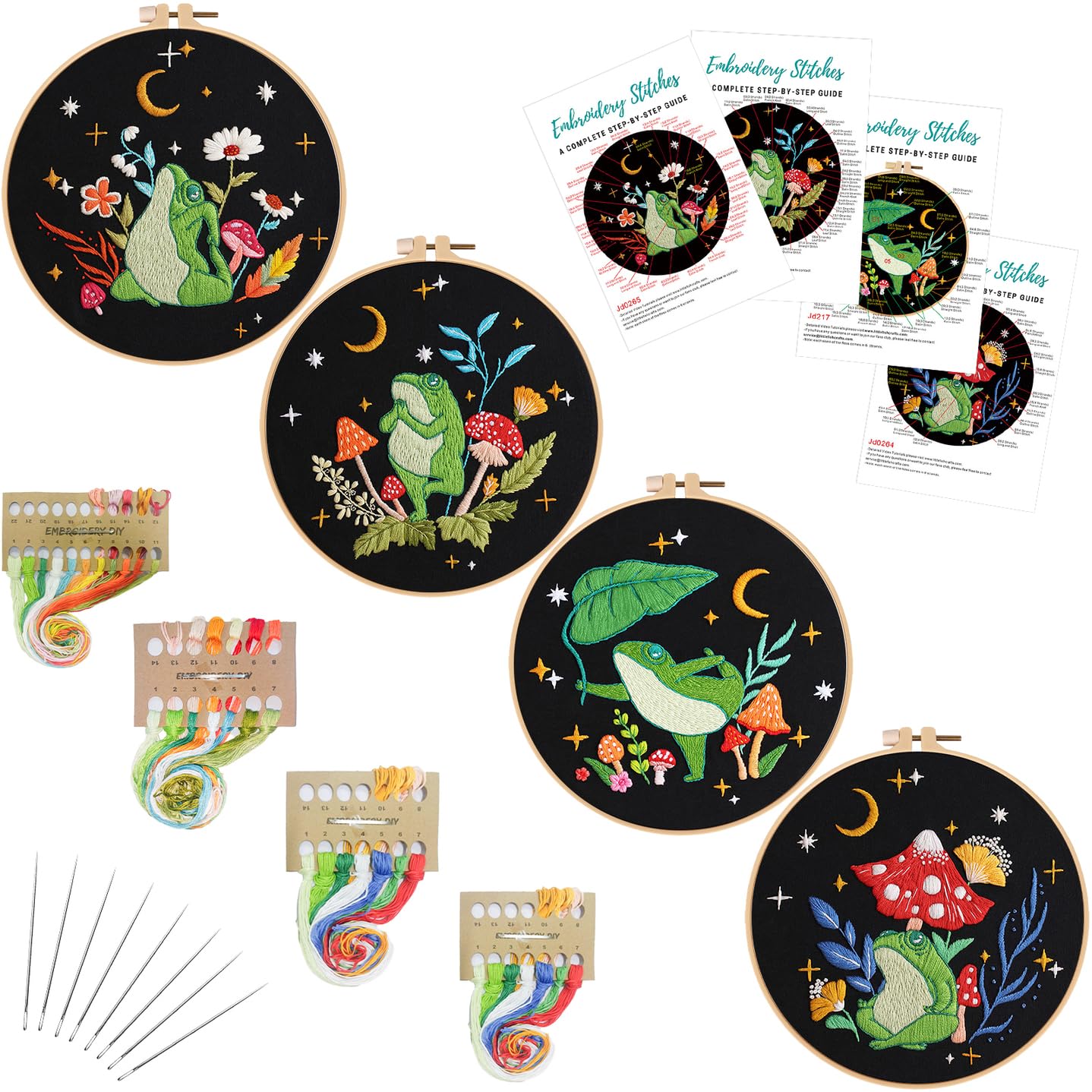 4 Set Frog Embroidery Kits for Beginners,Cross Stitch Kit for Adults ...