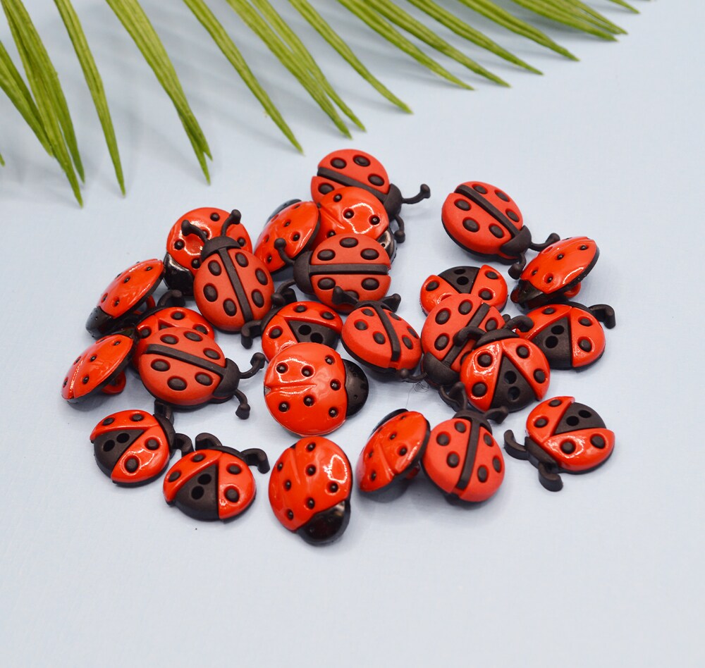 Lucky Ladybug Craft Embellishments Charming Shank-Back Buttons 24 pcs ...