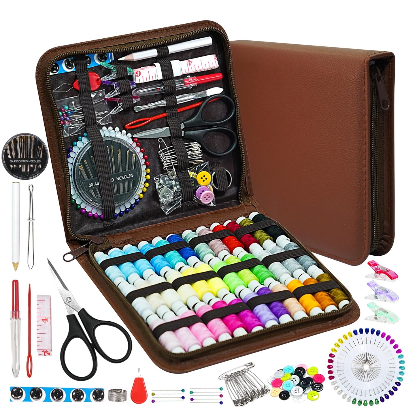JUNING Sewing Kit with Case 168pcs Portable Sewing Accessories and ...