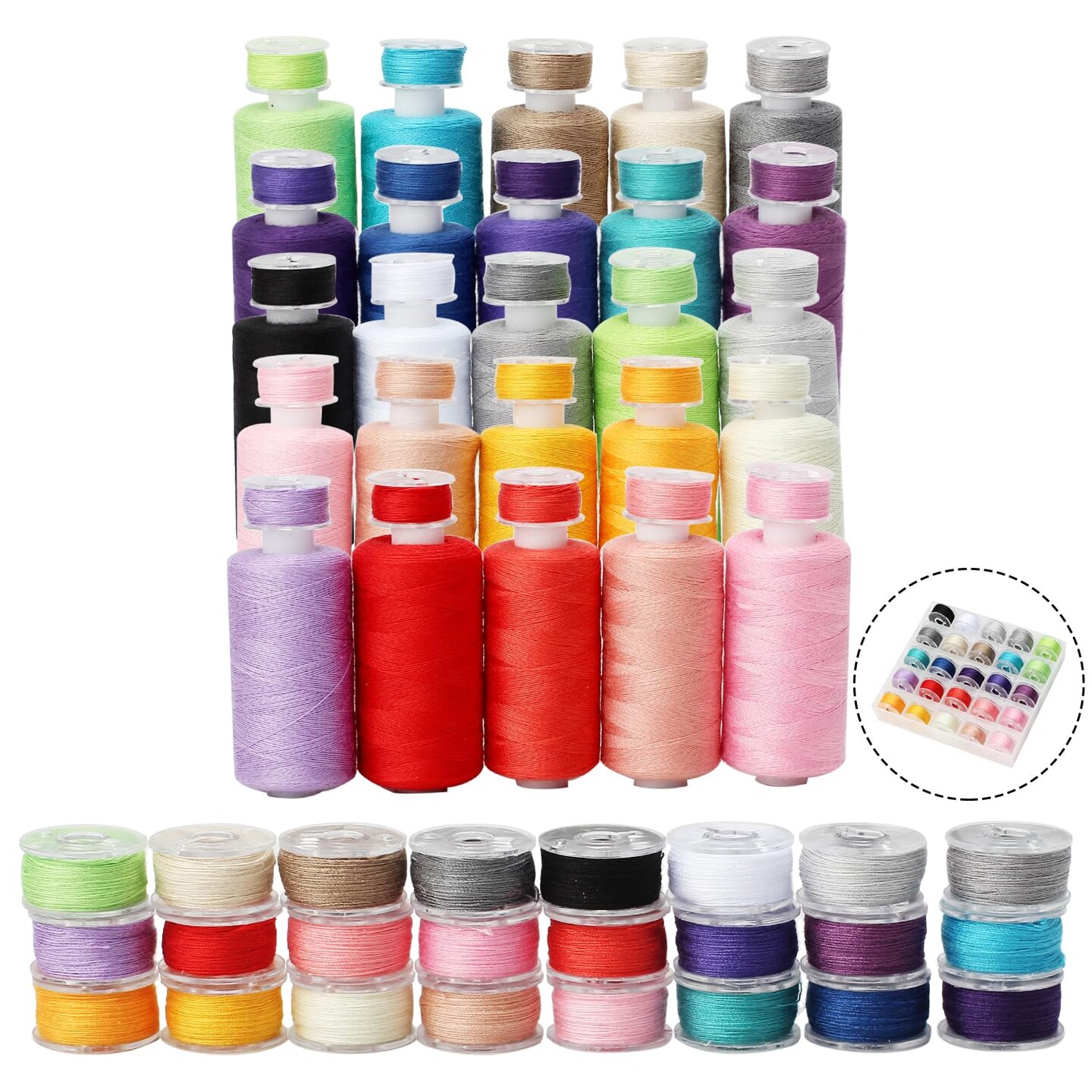 50Pcs Bobbins Sewing Threads Kit 25 Colors 500 Yards Sewing Polyester ...