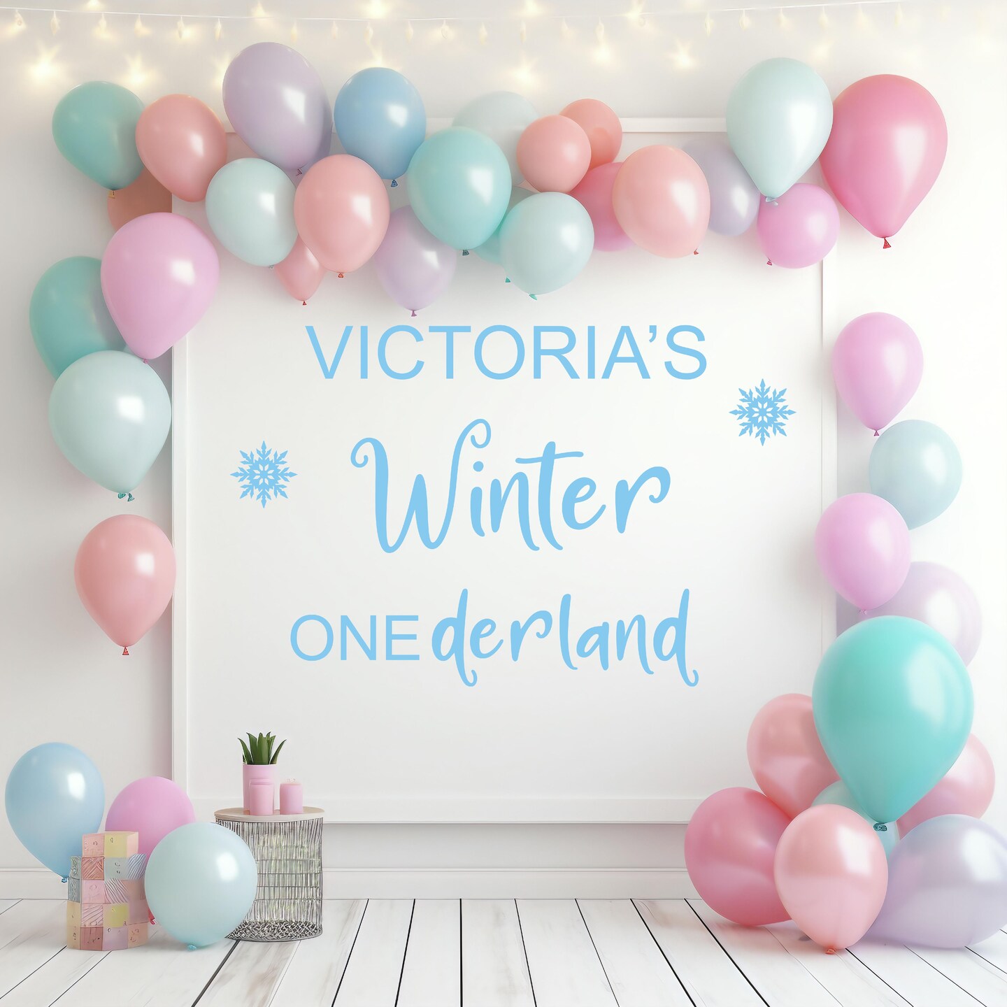 Personalized Winter Birthday Backdrop Vinyl Decal - Custom Name Winter ...