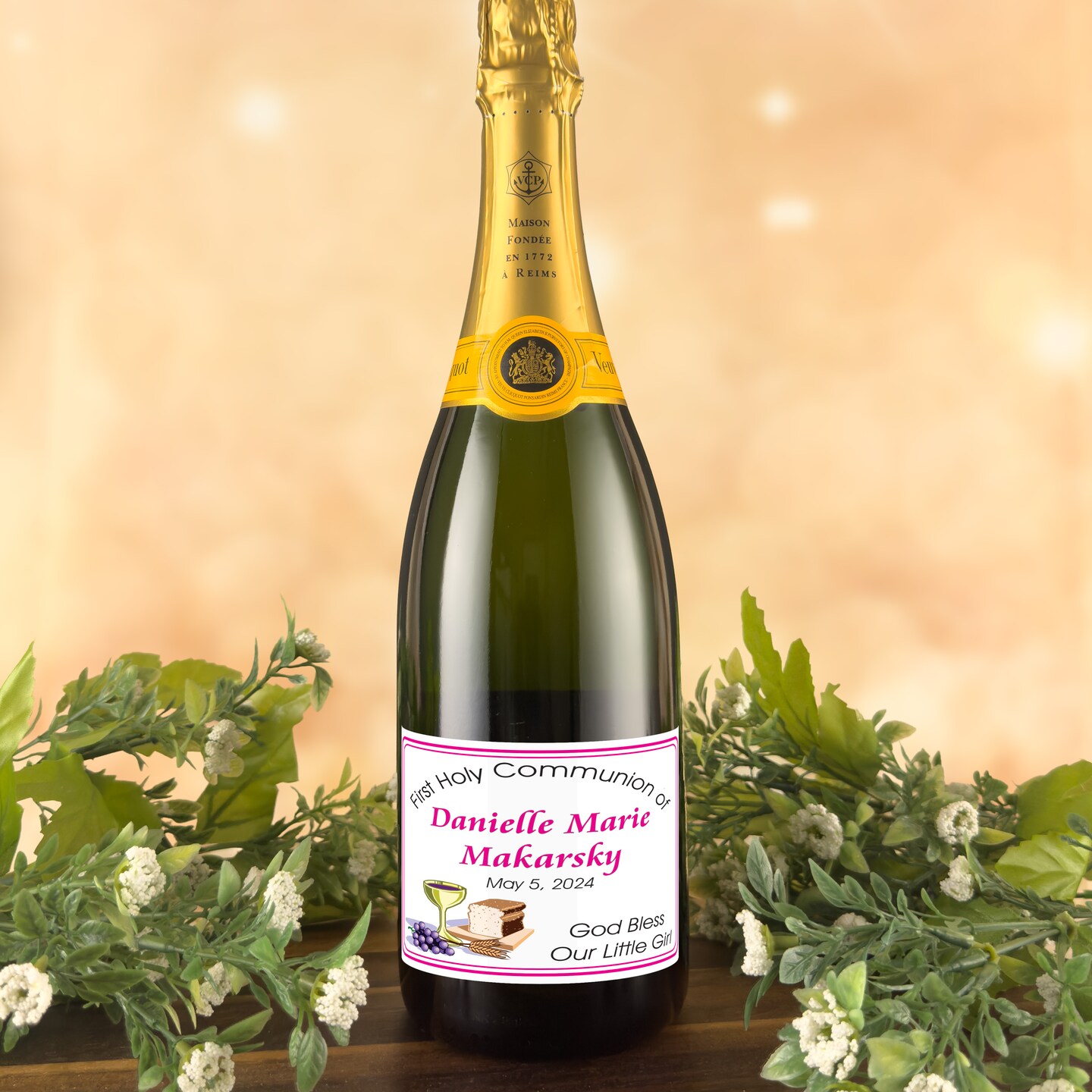Personalized Religious Champagne, Wine, and Small Water Bottle Labels ...