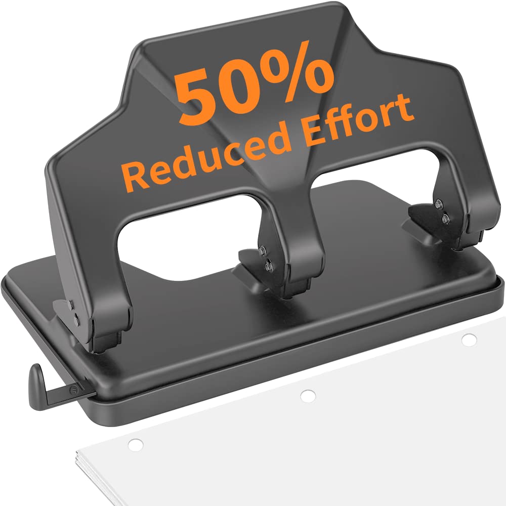 Heavy Duty 3 Hole Punch, 40-Sheet Heavy Duty Paper Punch, 50% Reduced ...