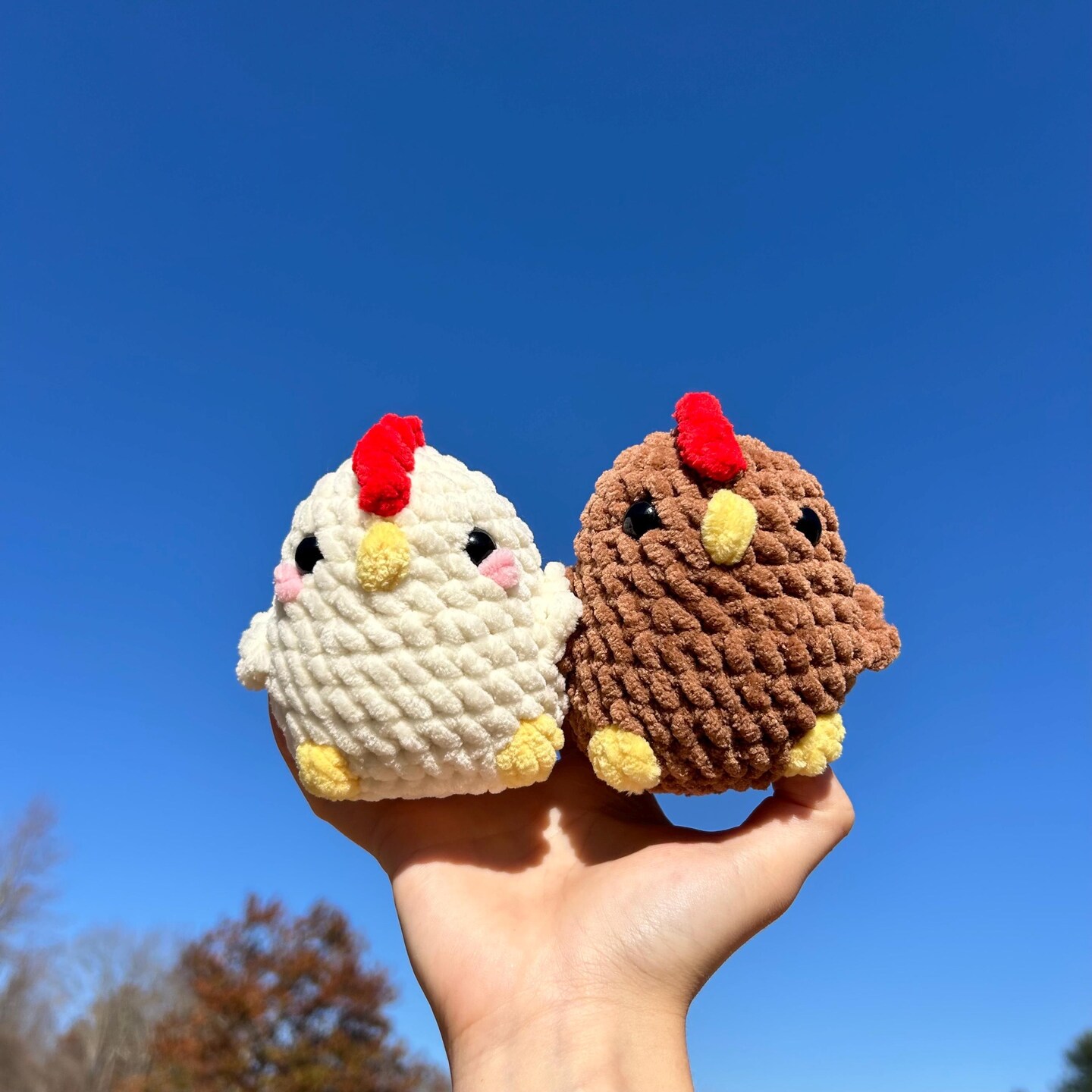 crochet chicken plush, handmade stuffed chicken doll, stuffed animal ...