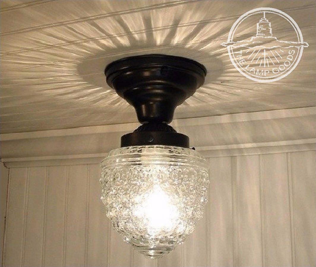 Flush Mount Acorn Antique Ceiling Light ISLAND FALLS Glass - Chandelier ...