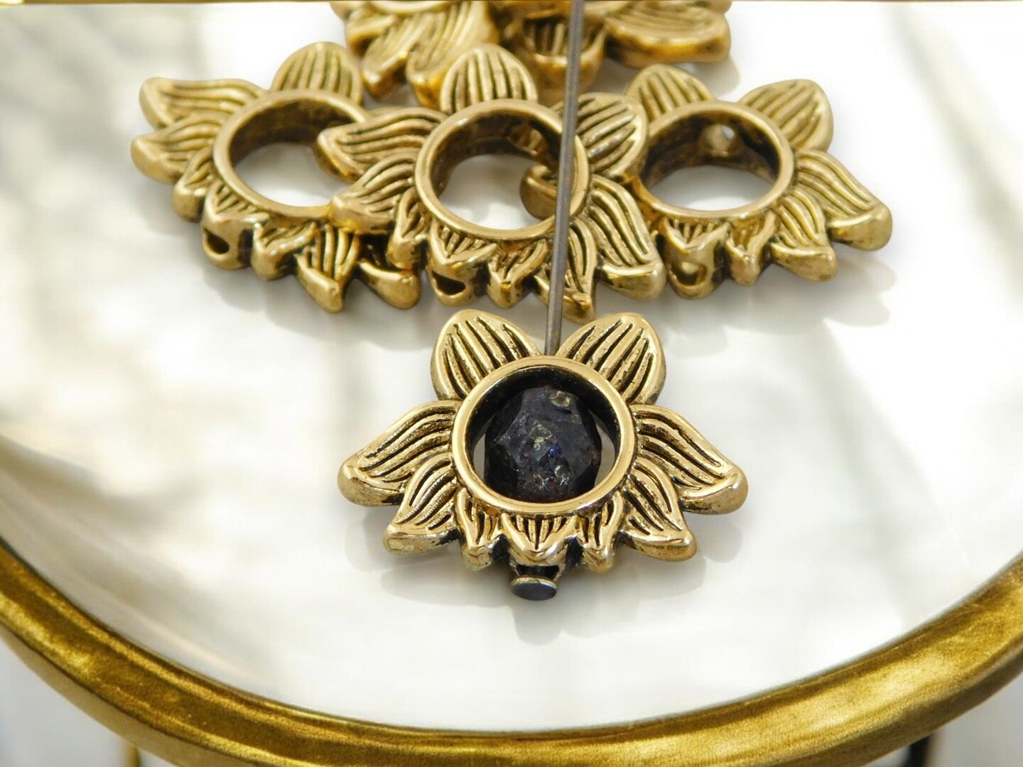 *15* 14x19mm Antique Gold Lotus Flower Bead Frames | Michaels