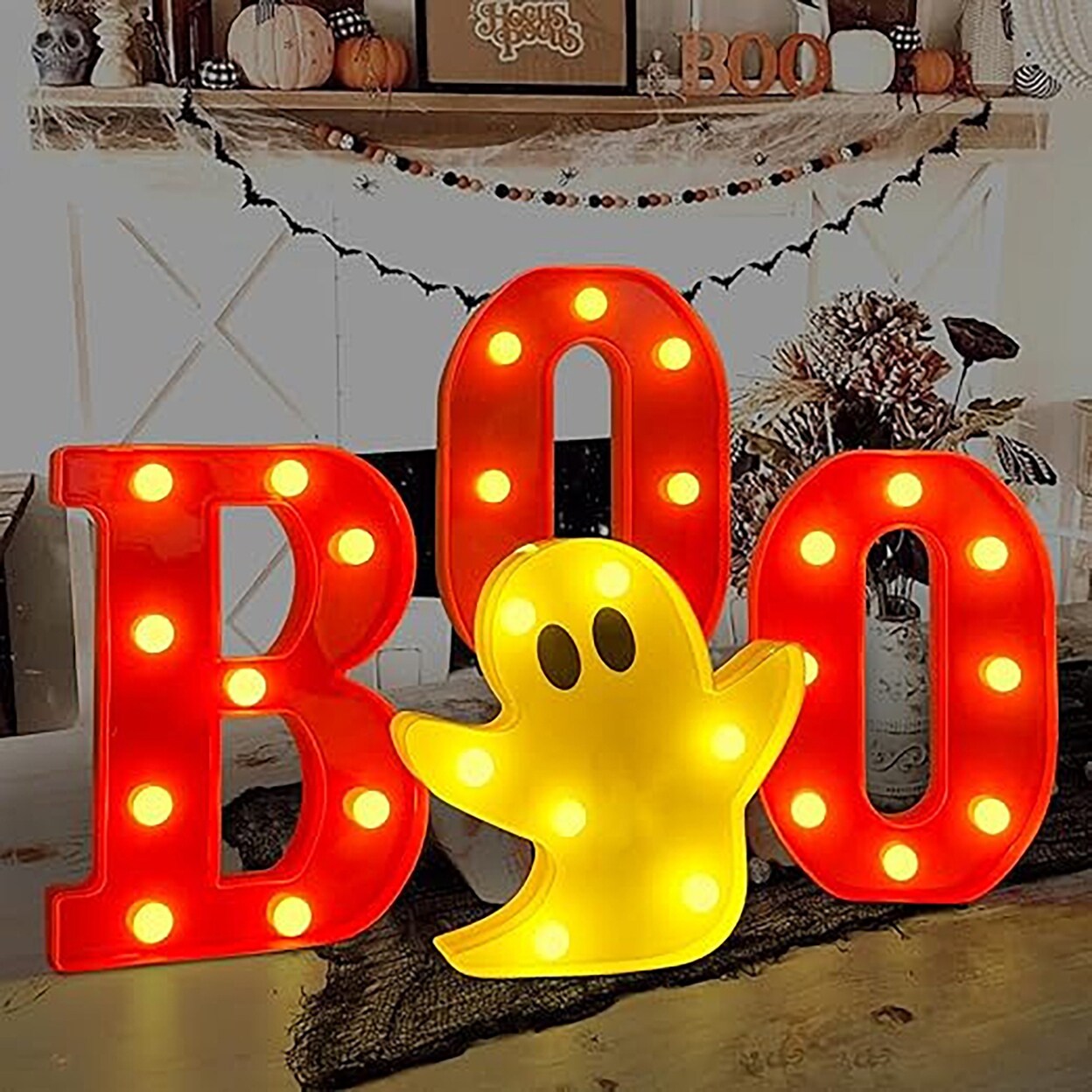 Halloween Decoration Led Boo Ghost Table Sign Light-Up Halloween ...
