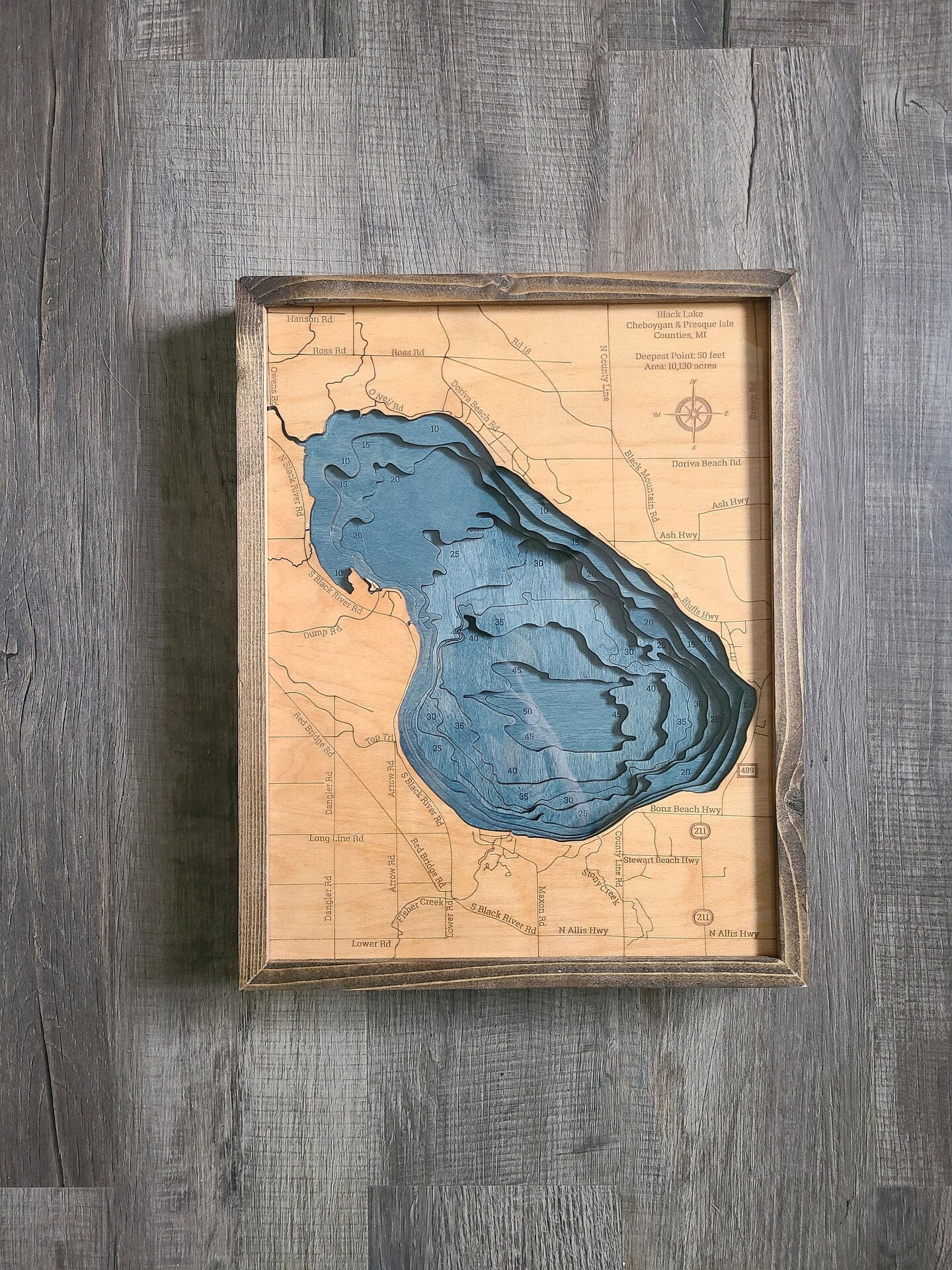 Black Lake 3d Wood Map | MakerPlace by Michaels