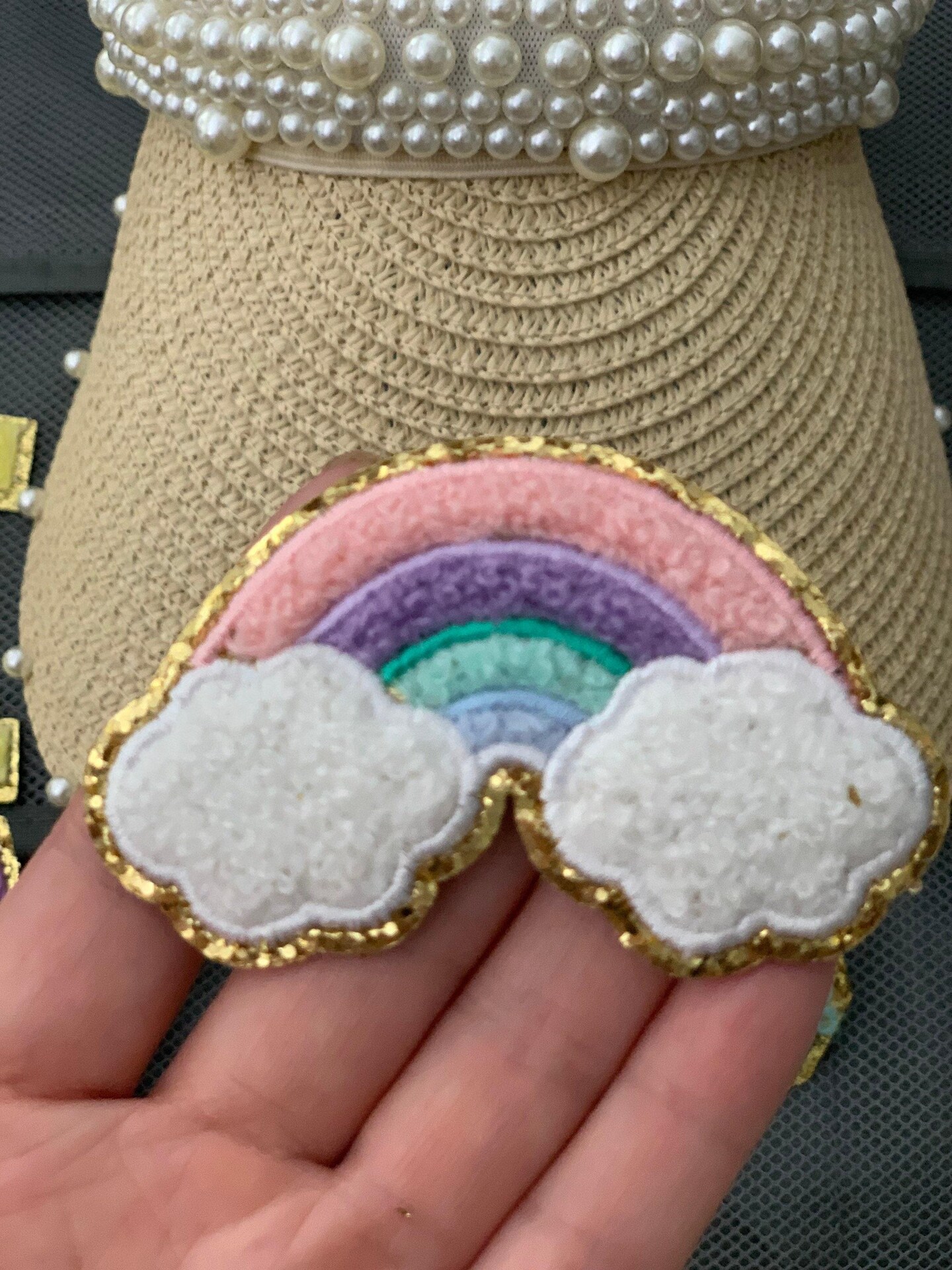 ADHESIVE Rainbow Chenille patch-Chenille glitter Patch -rainbow sticker ...