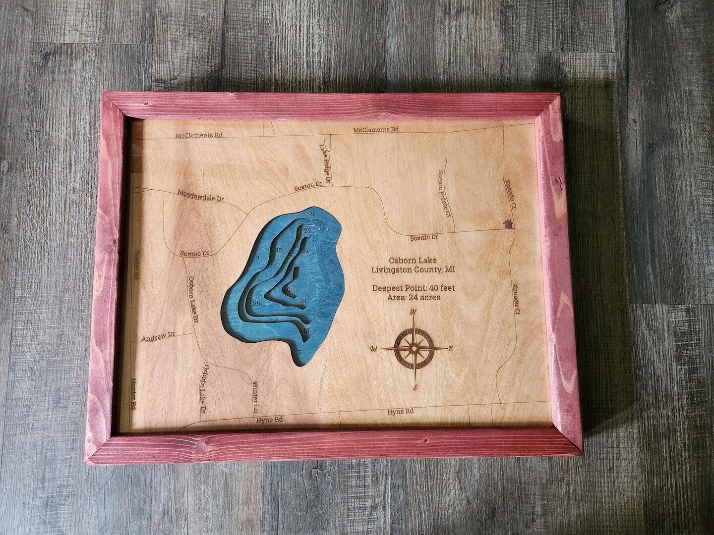 Osborn Lake, MI 3d Wood Map | MakerPlace by Michaels