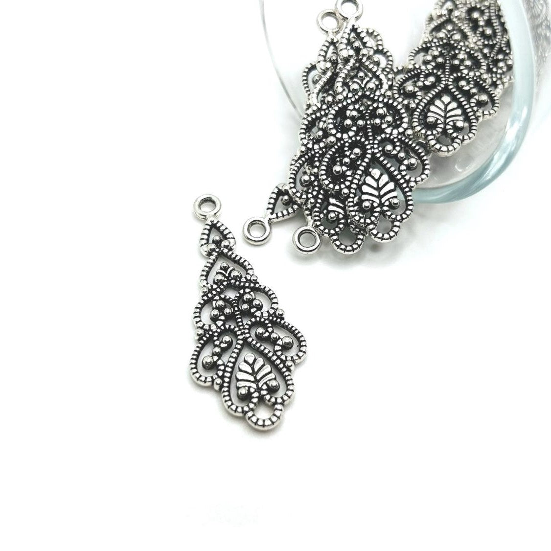 4, 20 or 50 Pieces: Antique Silver Filigree Teardrop Pendants | Michaels