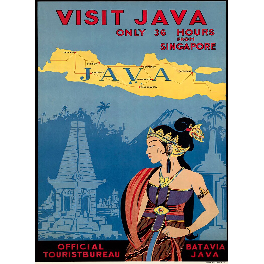 Visit Java - Vintage Indonesia Travel Poster | MakerPlace by Michaels