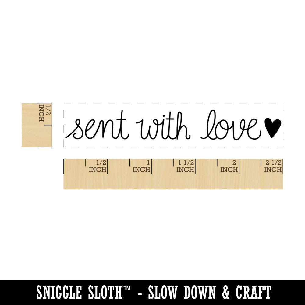 Sent with Love Cursive Rectangle Rubber Stamp for Stamping Crafting ...