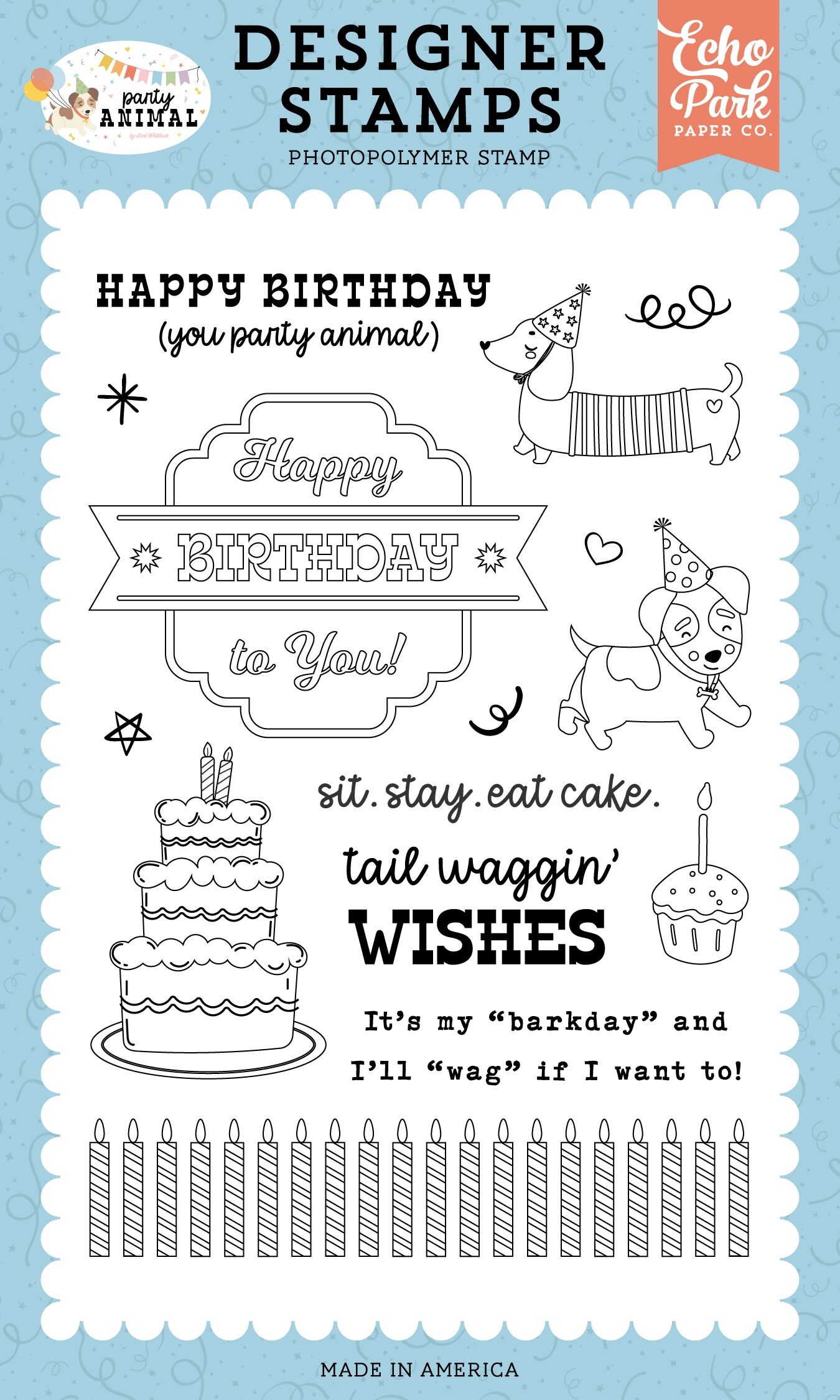 Echo Park Party Animal Stamp Set-Barkday, Count: 1 | Michaels