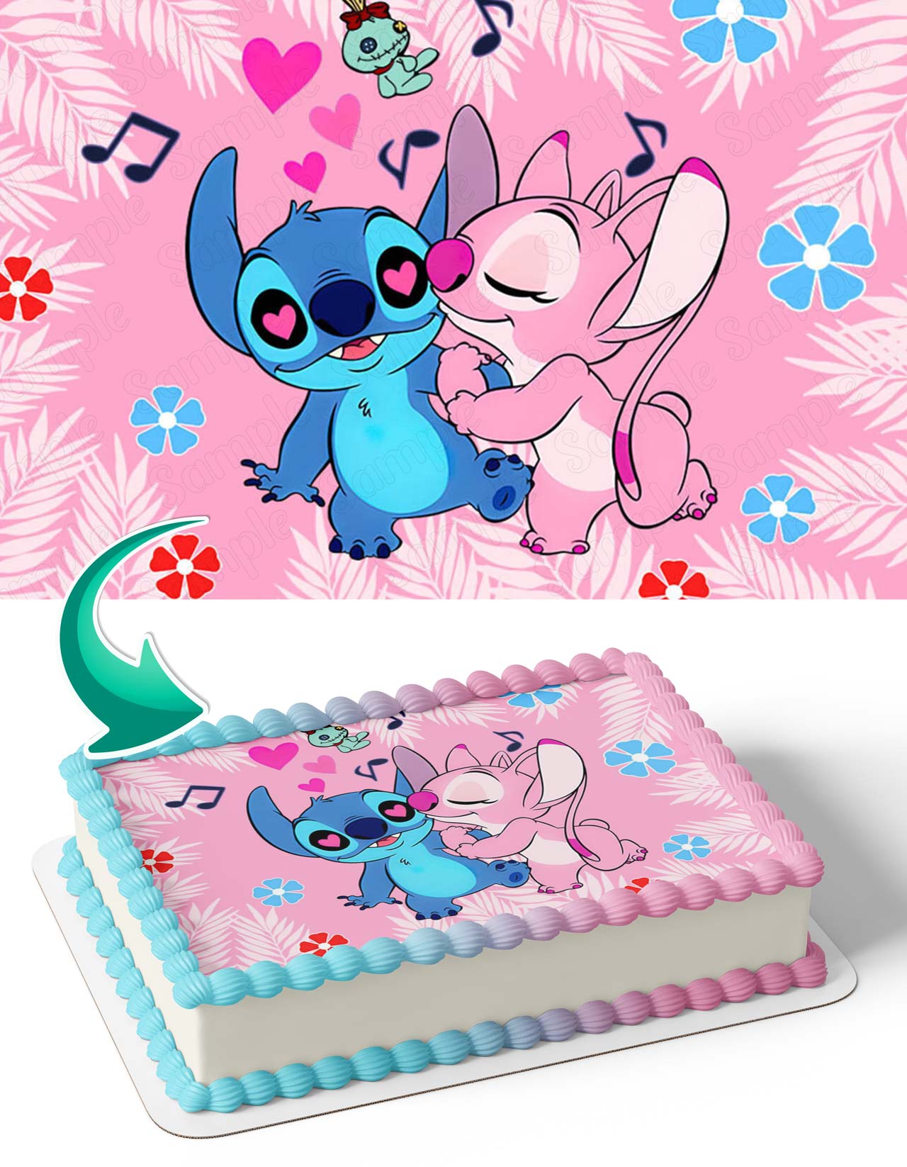 Lilo And Stitch Pink Edible Cake Image Topper Birthday Cake Sheet ...