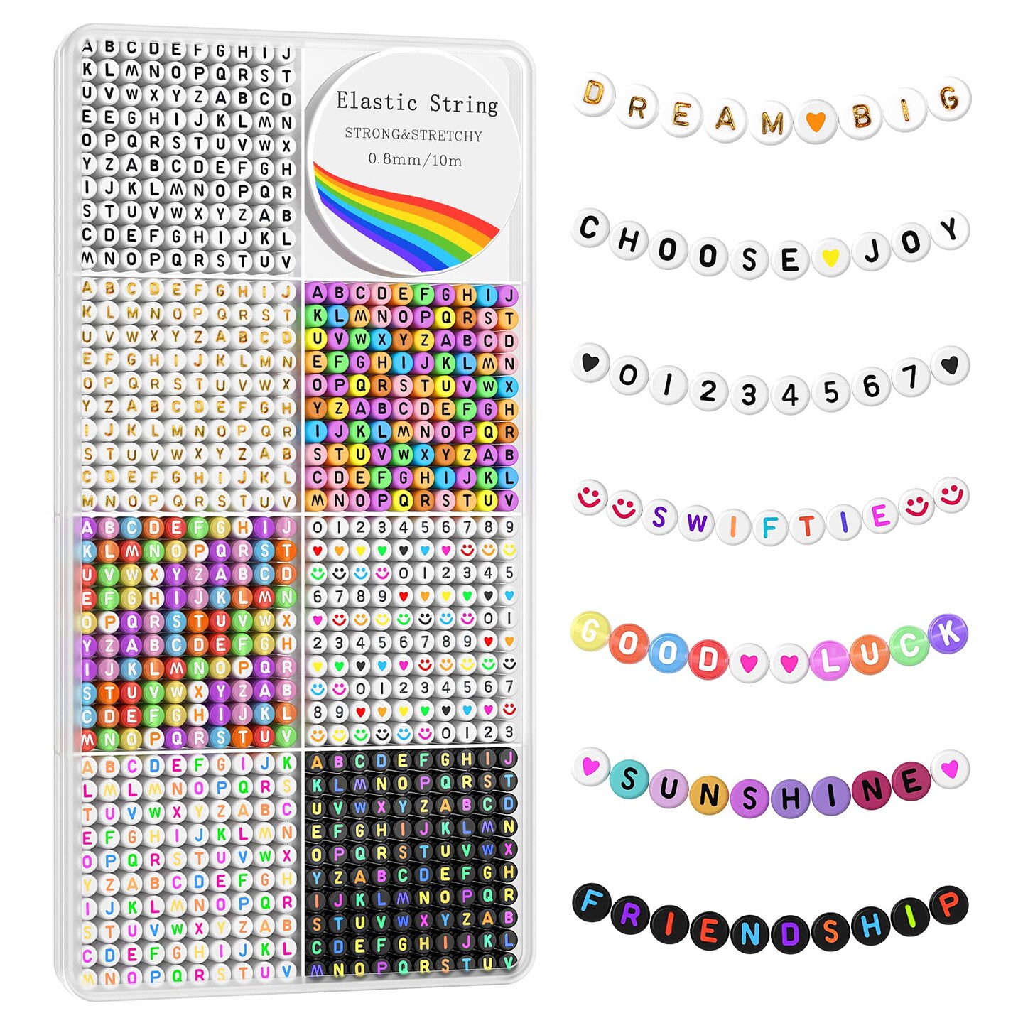 1600 Pcs Letter Beads Kit, 6 Styles of Colorful Alphabet Beads for ...
