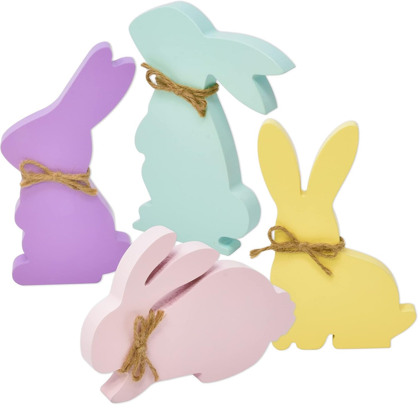 4 Easter Bunny Table Decorations Centerpieces Decorative Wooden Spring ...