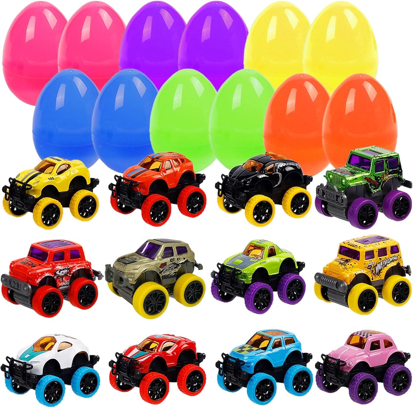 12 Pull Back Cars for 3-6 Year Old Boys, Easter Eggs Filled with ...