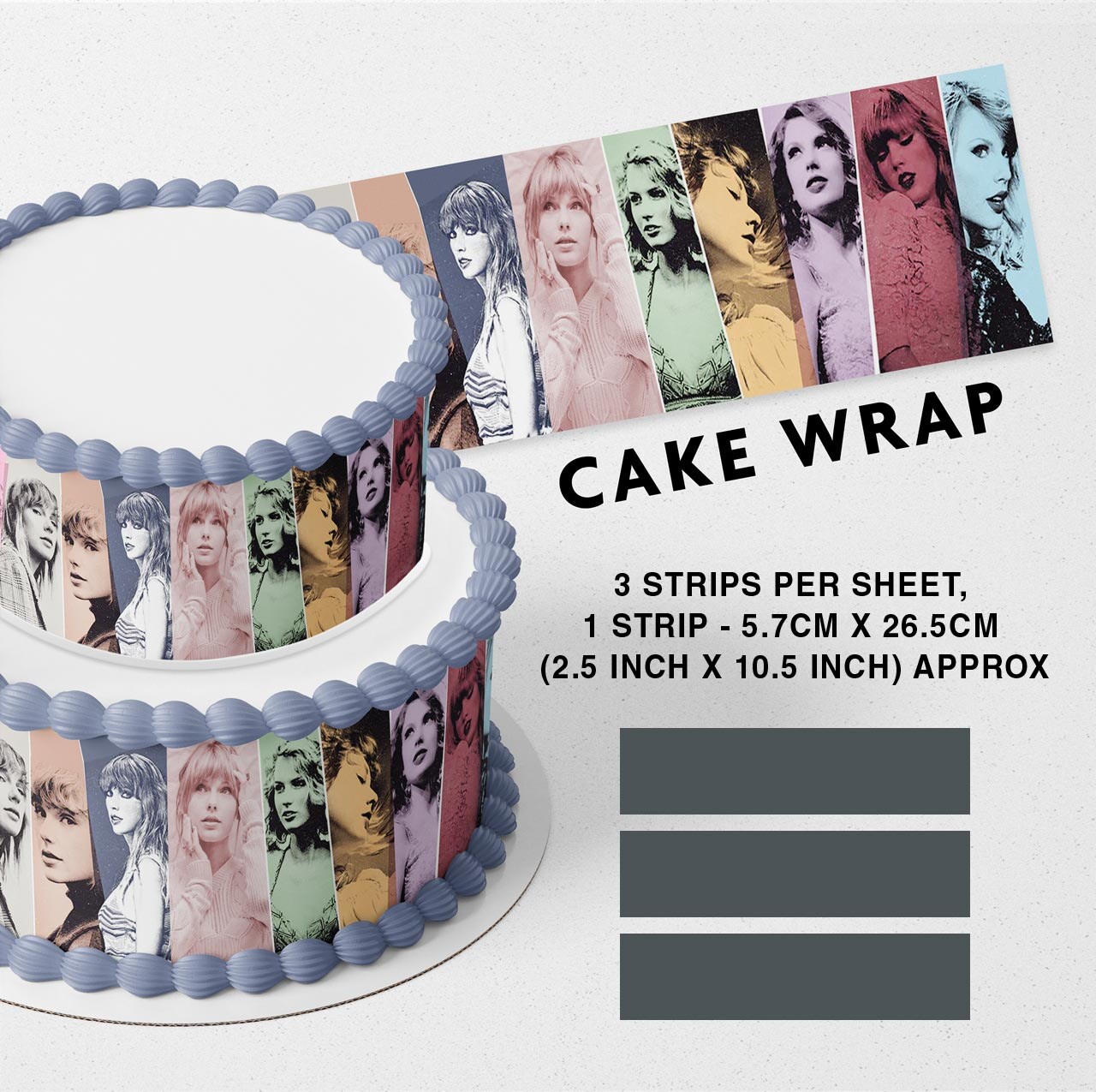 Taylor Swift Album Era Strips Edible Icing Printed Cake Wrap Strips ...