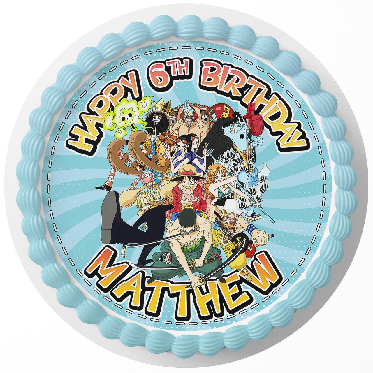 One Piece Crew Pirates Adventures Team Luffy Edible Cake Image Topper ...