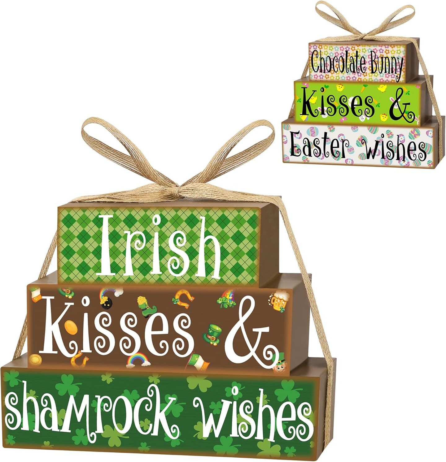 St. Patrick's Day/Easter Decorations Wooden Sign, Double-Sided St ...