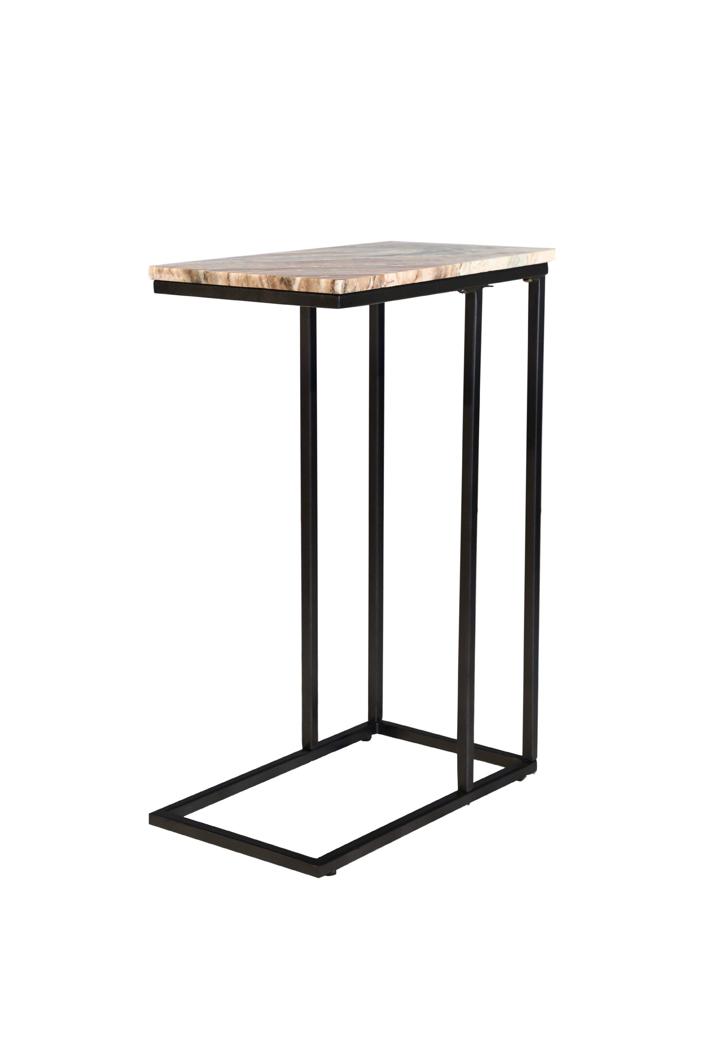 Brown Marble "C" Table With Grey Metal Frame-24 Inch Height | Michaels