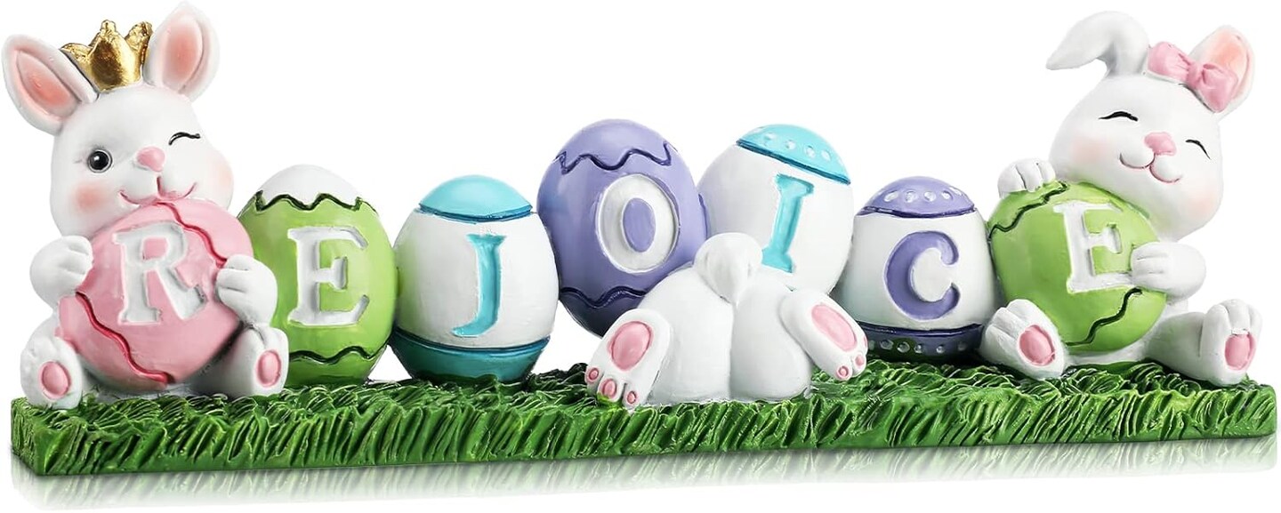 Easter Decorations Bunny Rejoice Table Centerpieces Colorful Easter ...