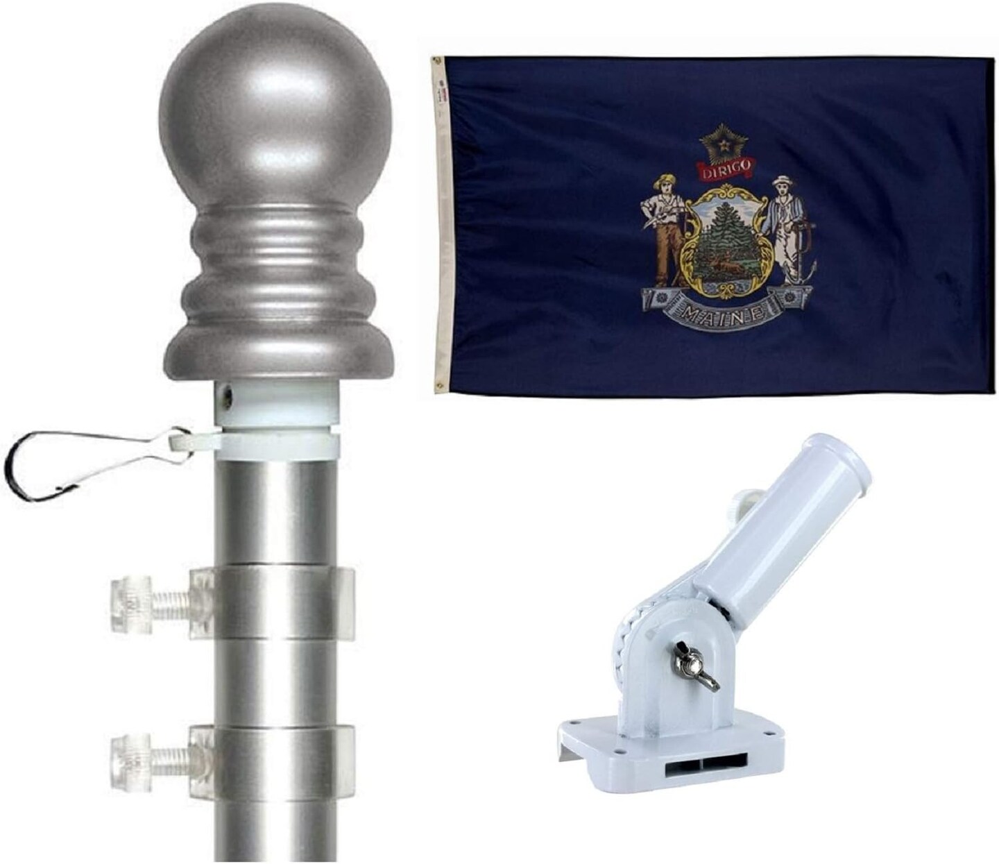 Maine State Flag & Tangle-Free Spinner Flagpole Kit – 3'x5' Flag, Pole ...