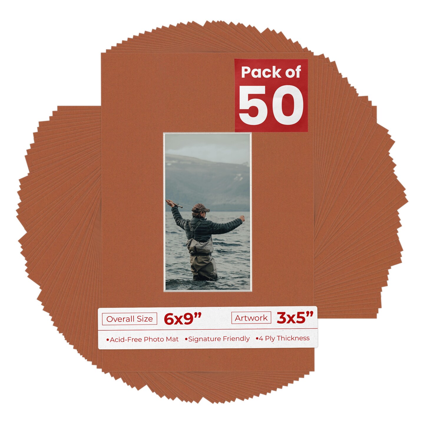 Terra-cotta Red Mat Board for 6x9 Frames - Fits 3x5 Photos, Color: Red ...