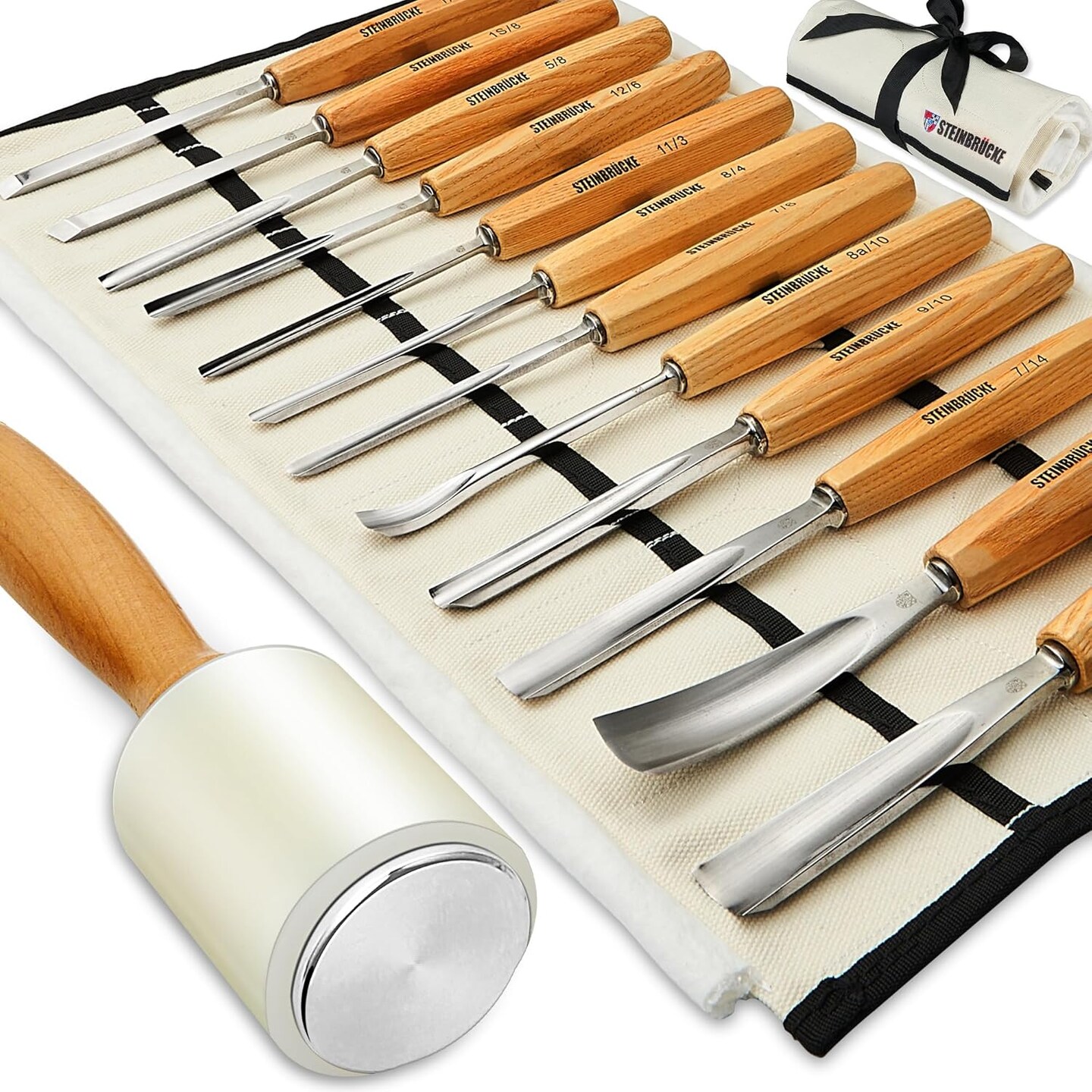 Wood Carving Kit, Wood Carving Tools Set of 12 Chisels and Wood Mallet ...