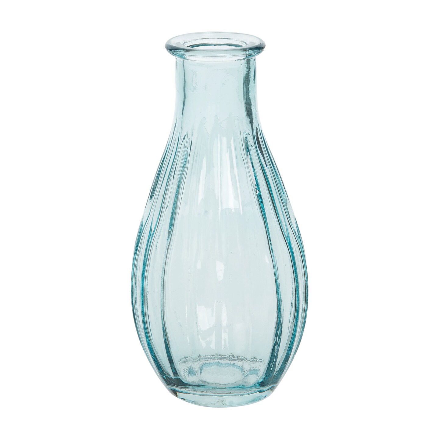 Transpac Glass 5.5 in. Clear Everyday Curved and Stripe Sculpted Vase ...