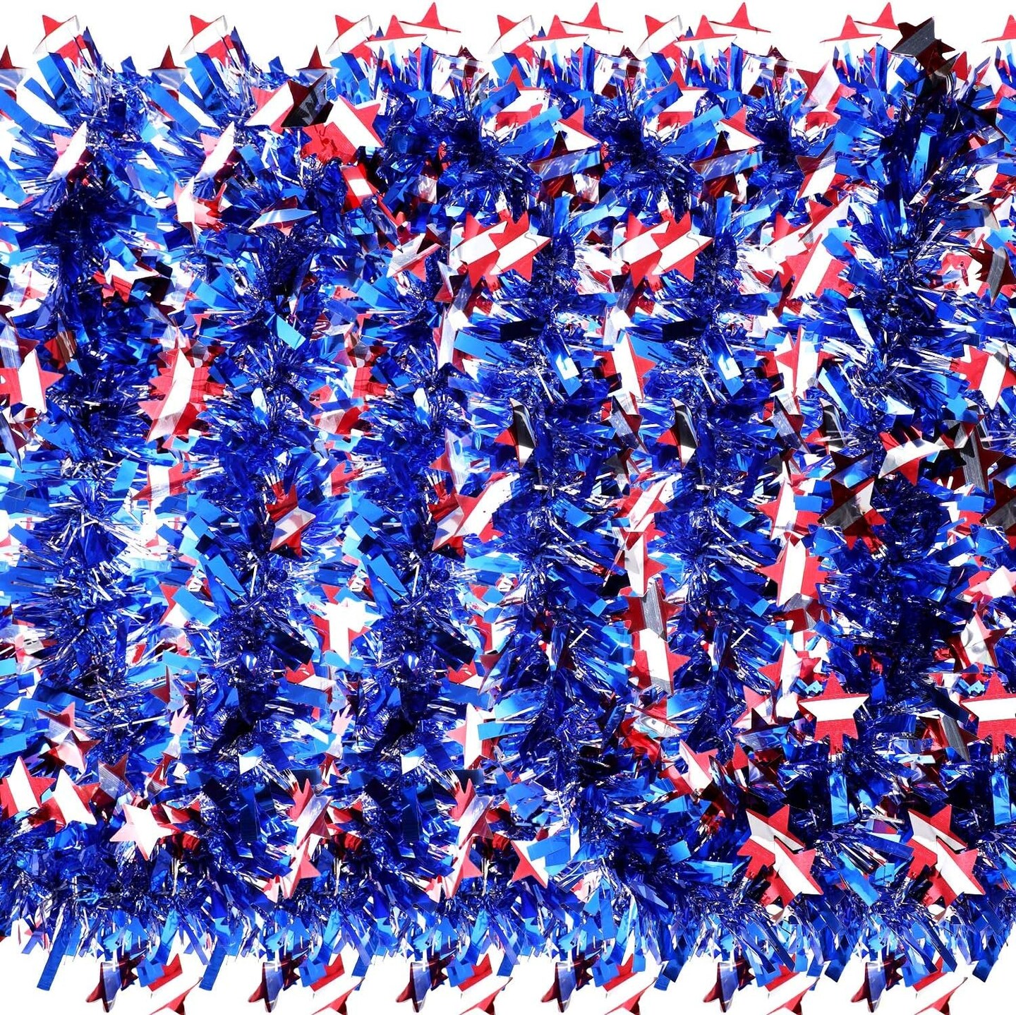 Red White Blue Metallic Glitter Tinsel Garland, Patriotic Decor | Michaels