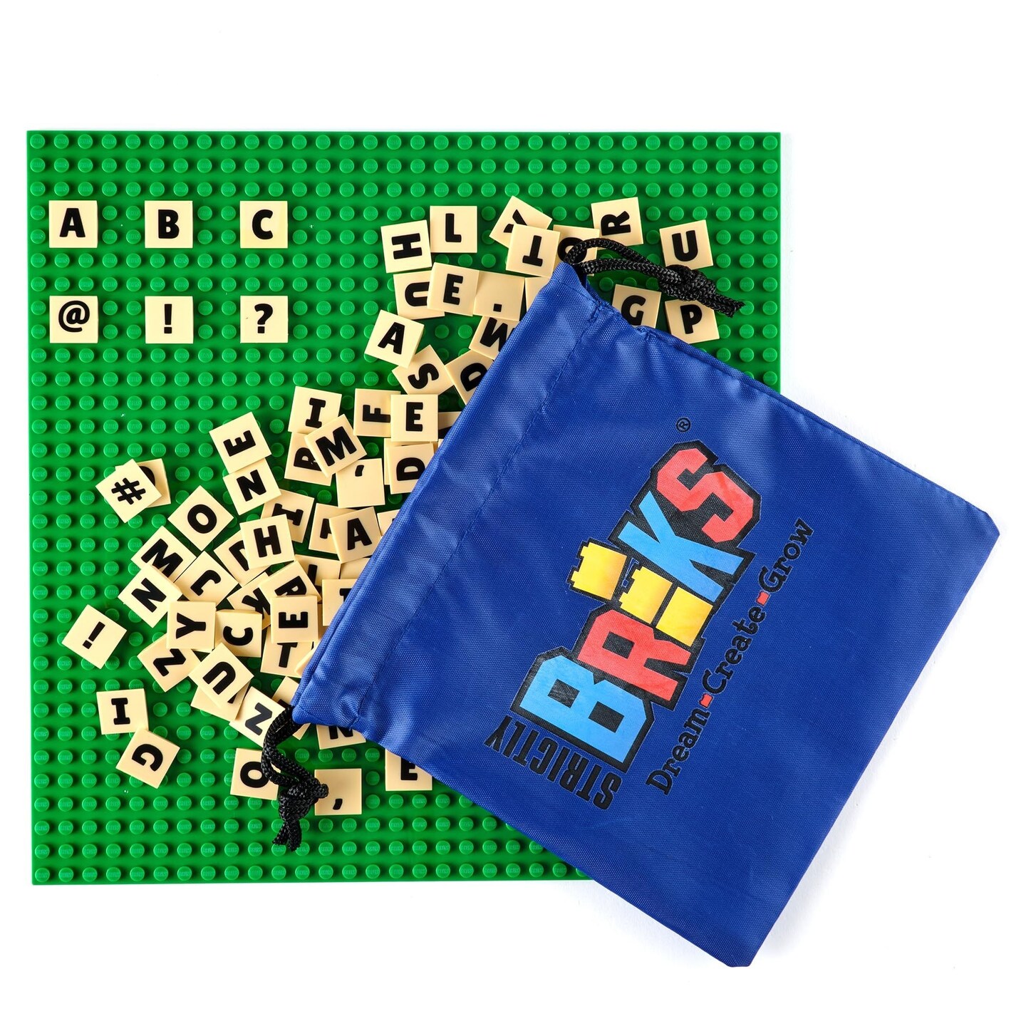 Strictly Briks AlphaBriks and 10x10 Green Baseplate, 100 Pieces, 2x2 ...
