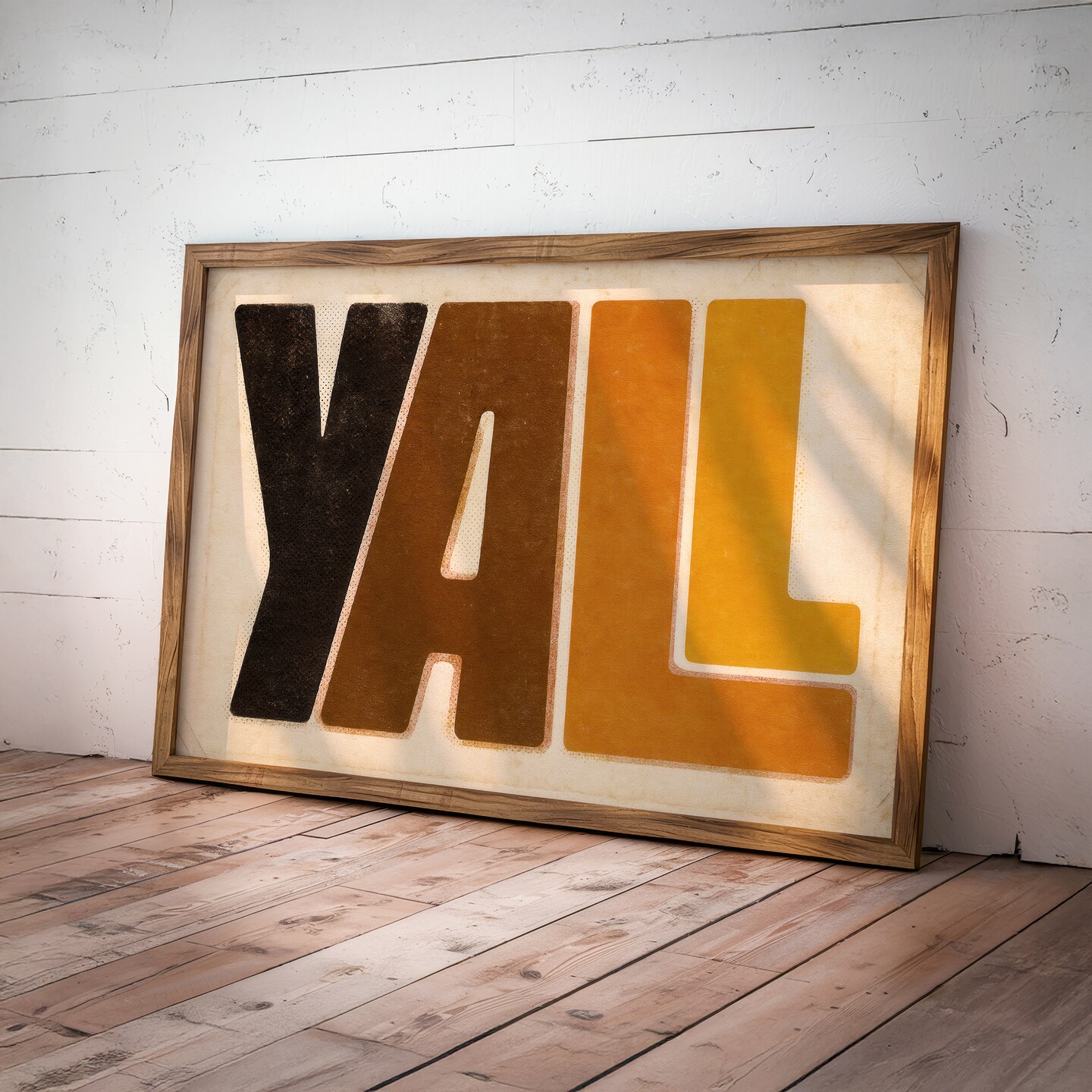 Yall Typography Poster Gift for Home, Yellow Western Wall Art ...