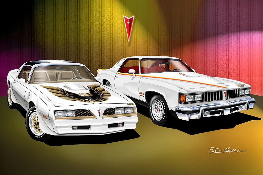 Pontiac Trans Am and Lemans - White Gold - Art Print by Danny Whitfield ...