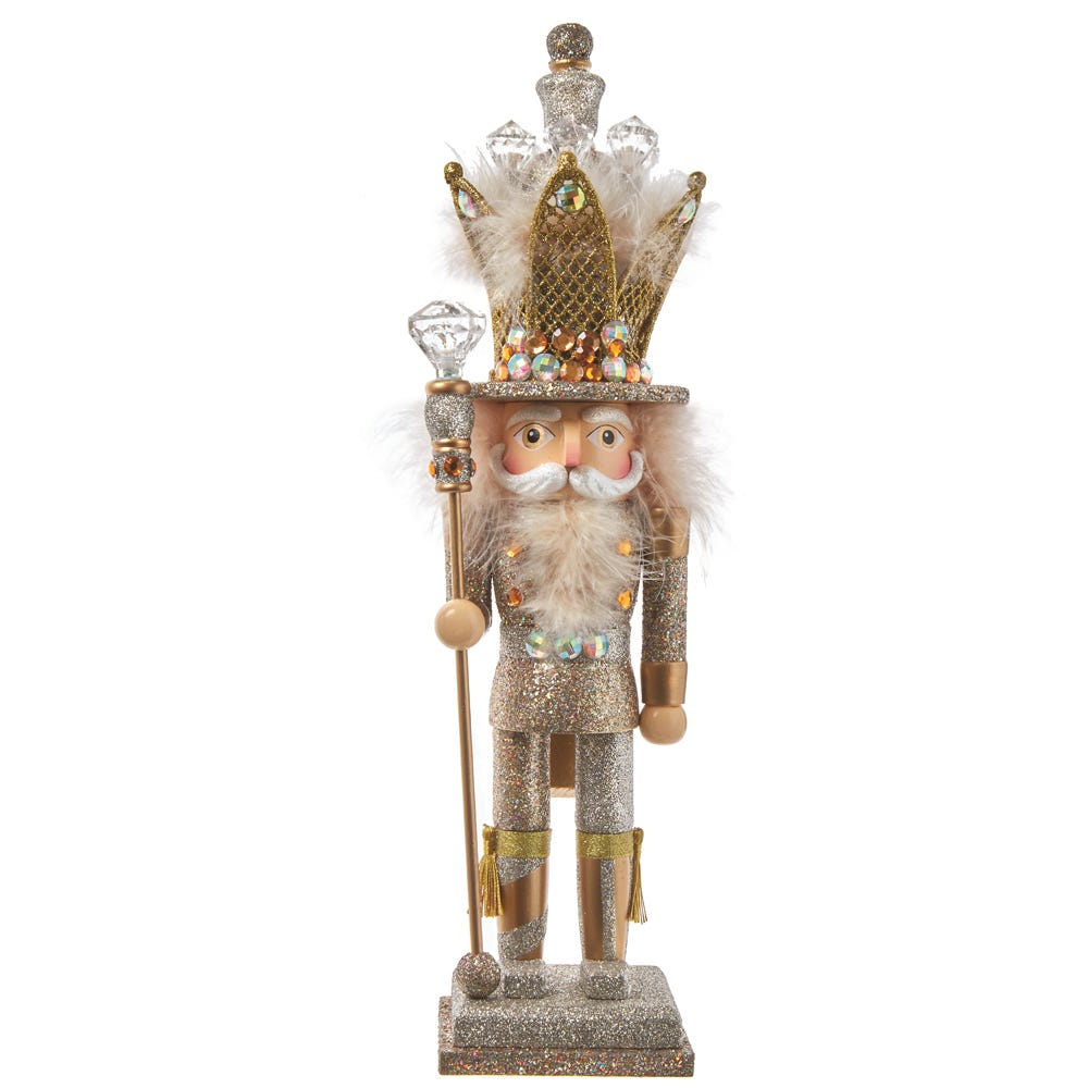 Kurt Adler 16-Inch Hollywood Platinum and Gold Glitter King Nutcracker ...