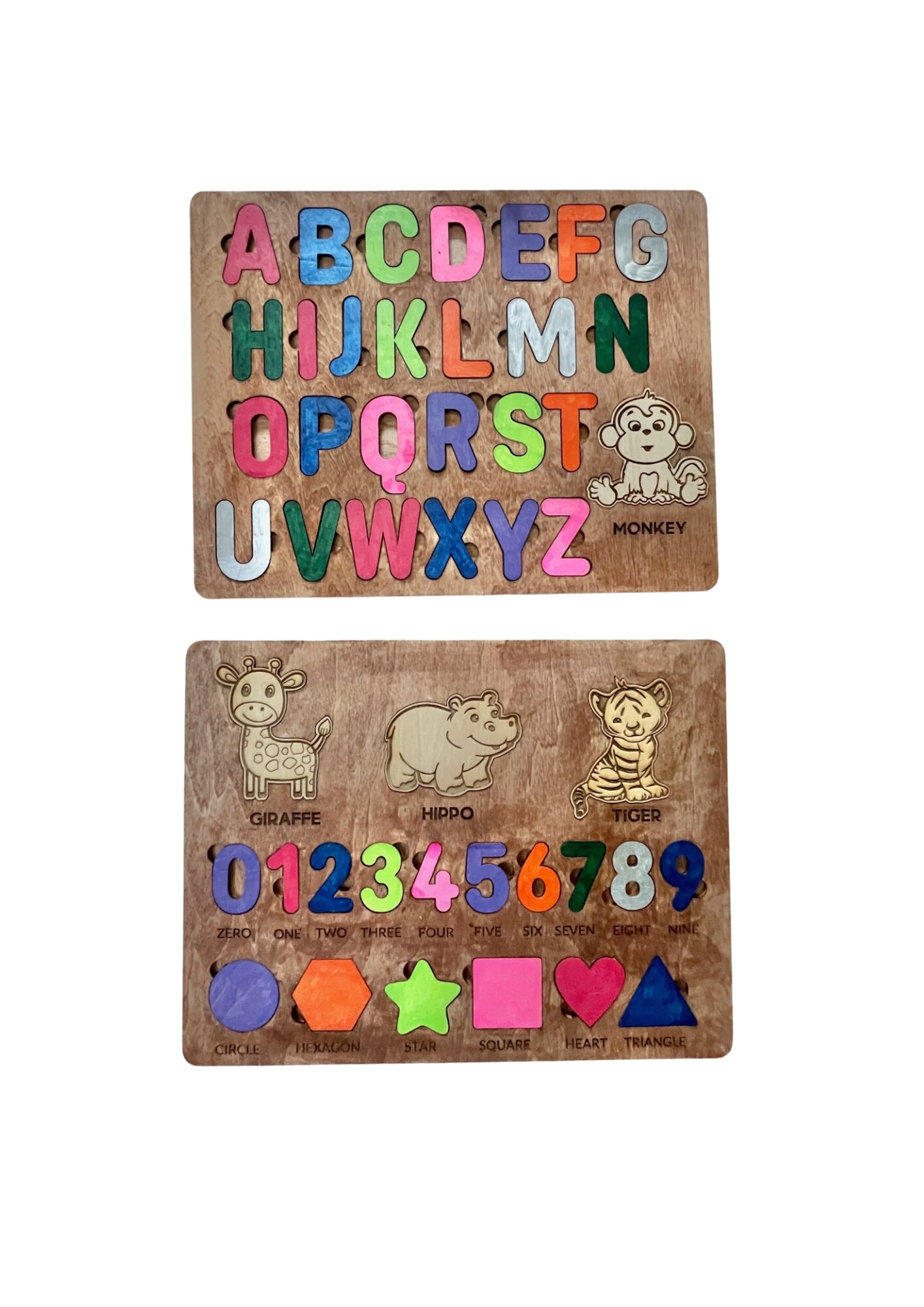 Wood Puzzle Set Children's Puzzles Wood Puzzles Set of 2 | MakerPlace ...