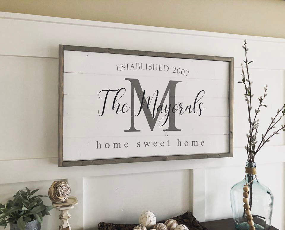 Shiplap Family Name Sign Farmhouse Sign, Wall Decor, Farmhouse, Framed ...