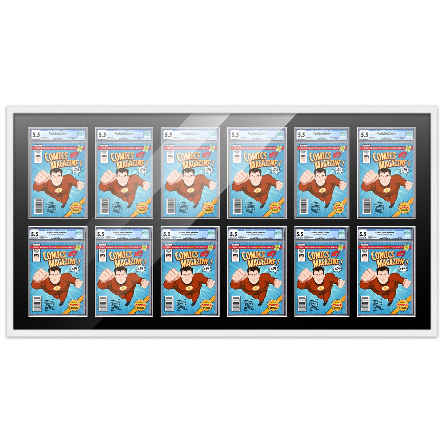 Comic Book Display Frame for Graded Comics - White Wood Comic Frame ...