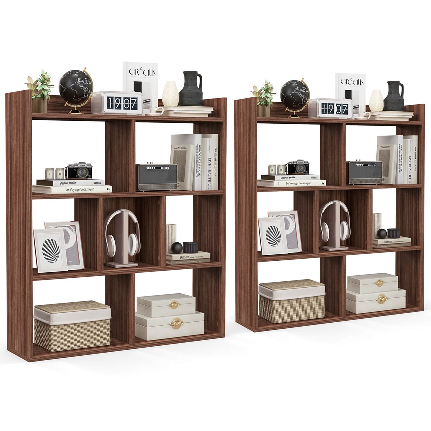 Costway 1/2 PCS 7-cube Bookcase Open Storage Shelf with Anti-tipping ...