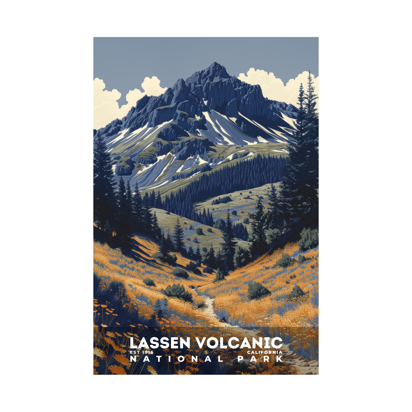 Lassen Volcanic National Park Poster, Travel Art, Office Poster, Home ...