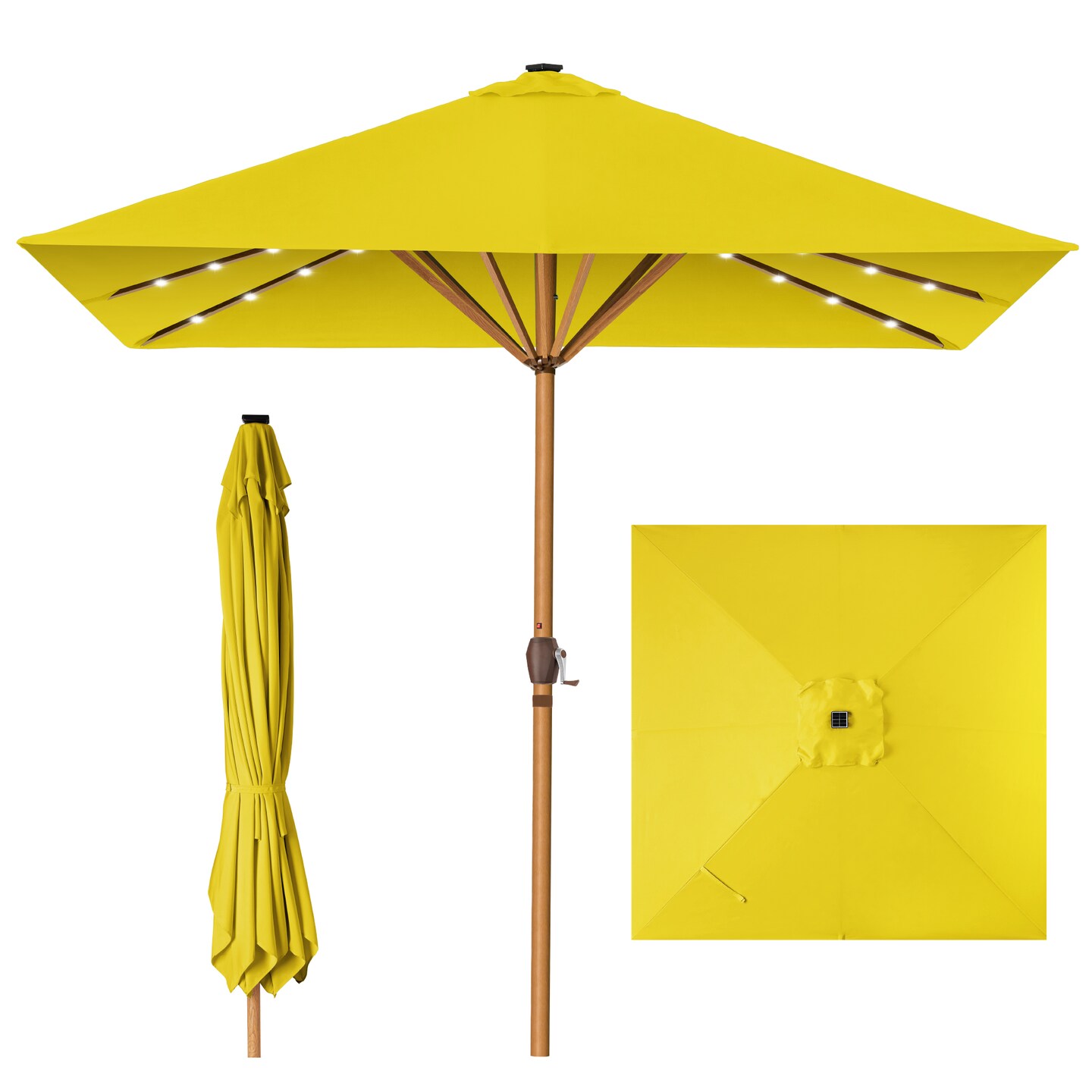 Best Choice Products 9ft Deep Square Solar LED Lighted Patio Umbrella w ...