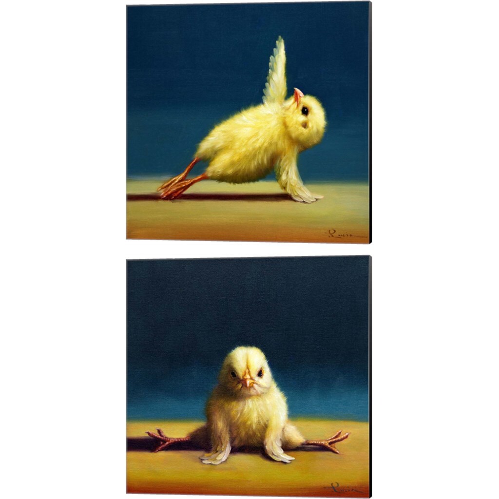 Yoga Chick Side Plank & Front Split by Lucia Heffernan 14" x 14" Canvas ...