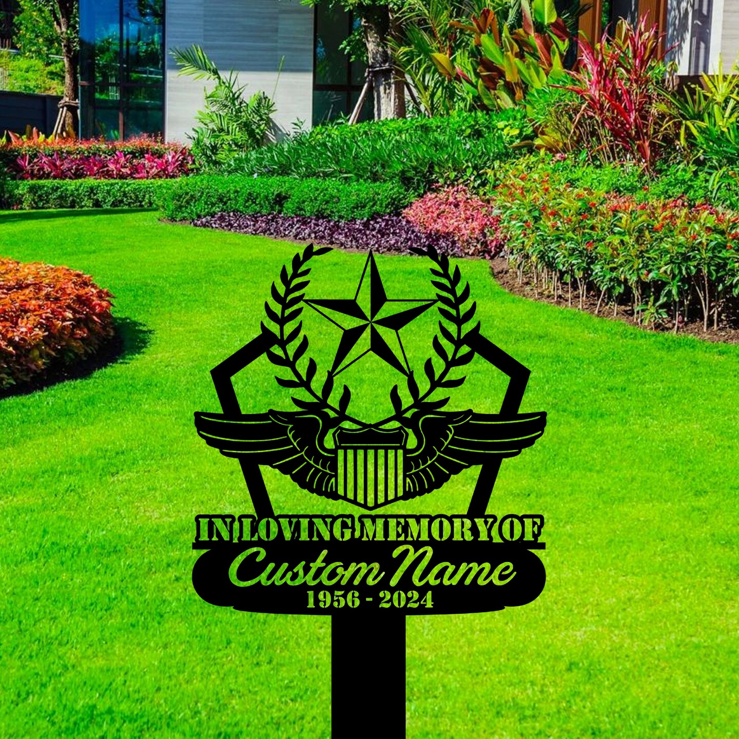 Custom USAF Pilot Wings Memorial Stake, Pilot Metal Stake, Personalized ...