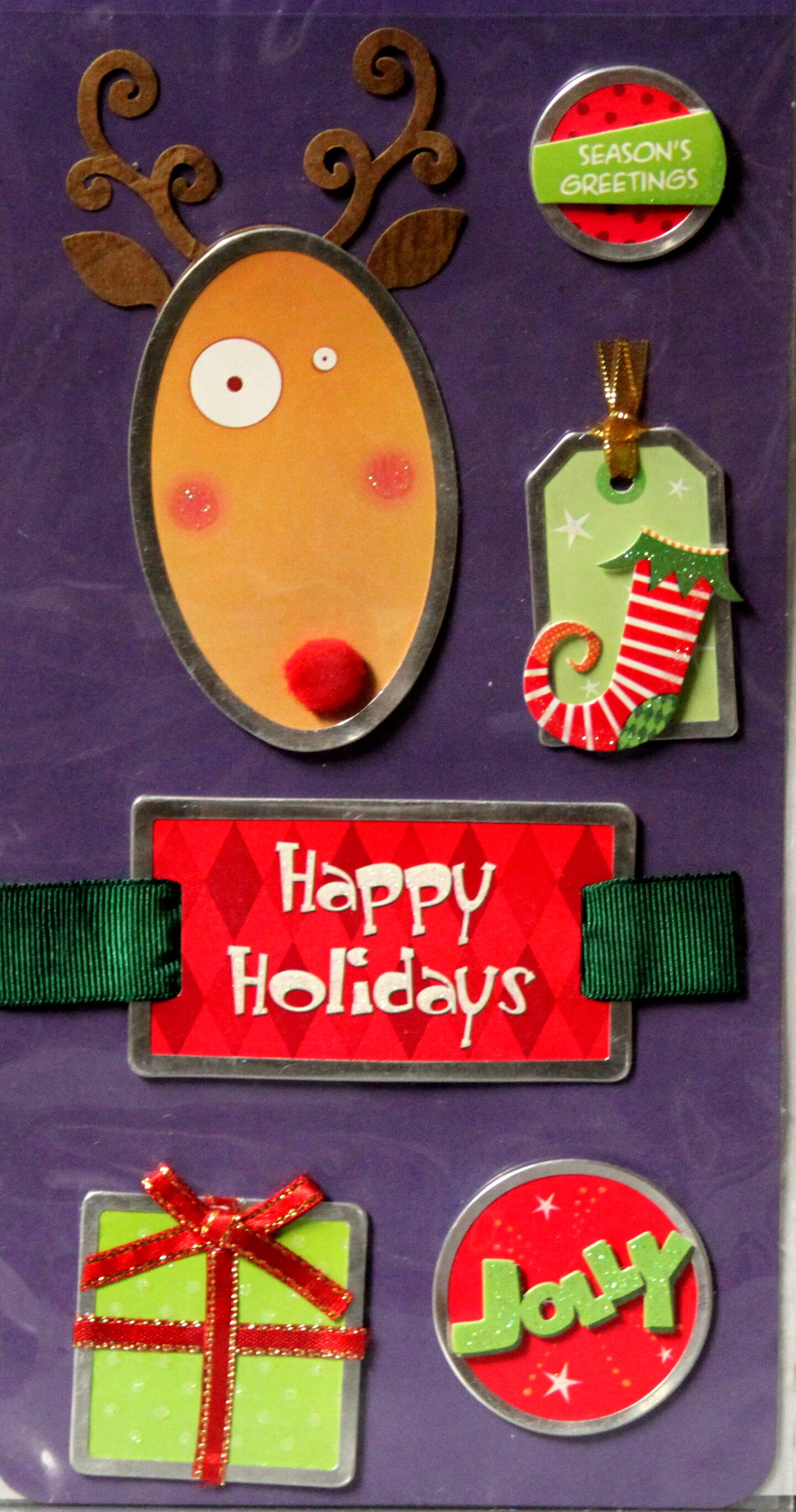 Designer Christmas Happy Holidays Metal Tags Dimensional Stickers ...