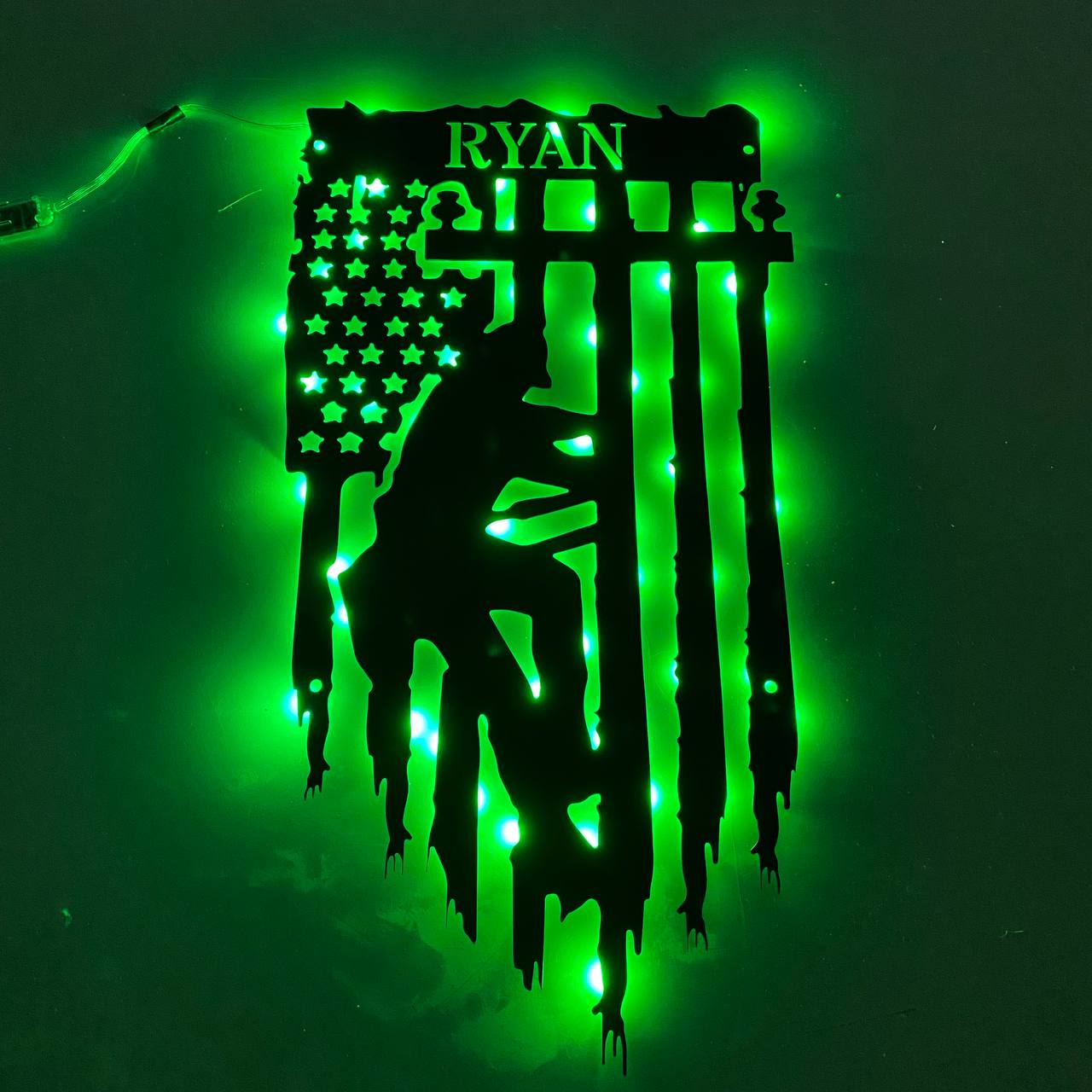Custom US Lineman Metal Wall Art LED Light, Electrical Worker Metal ...