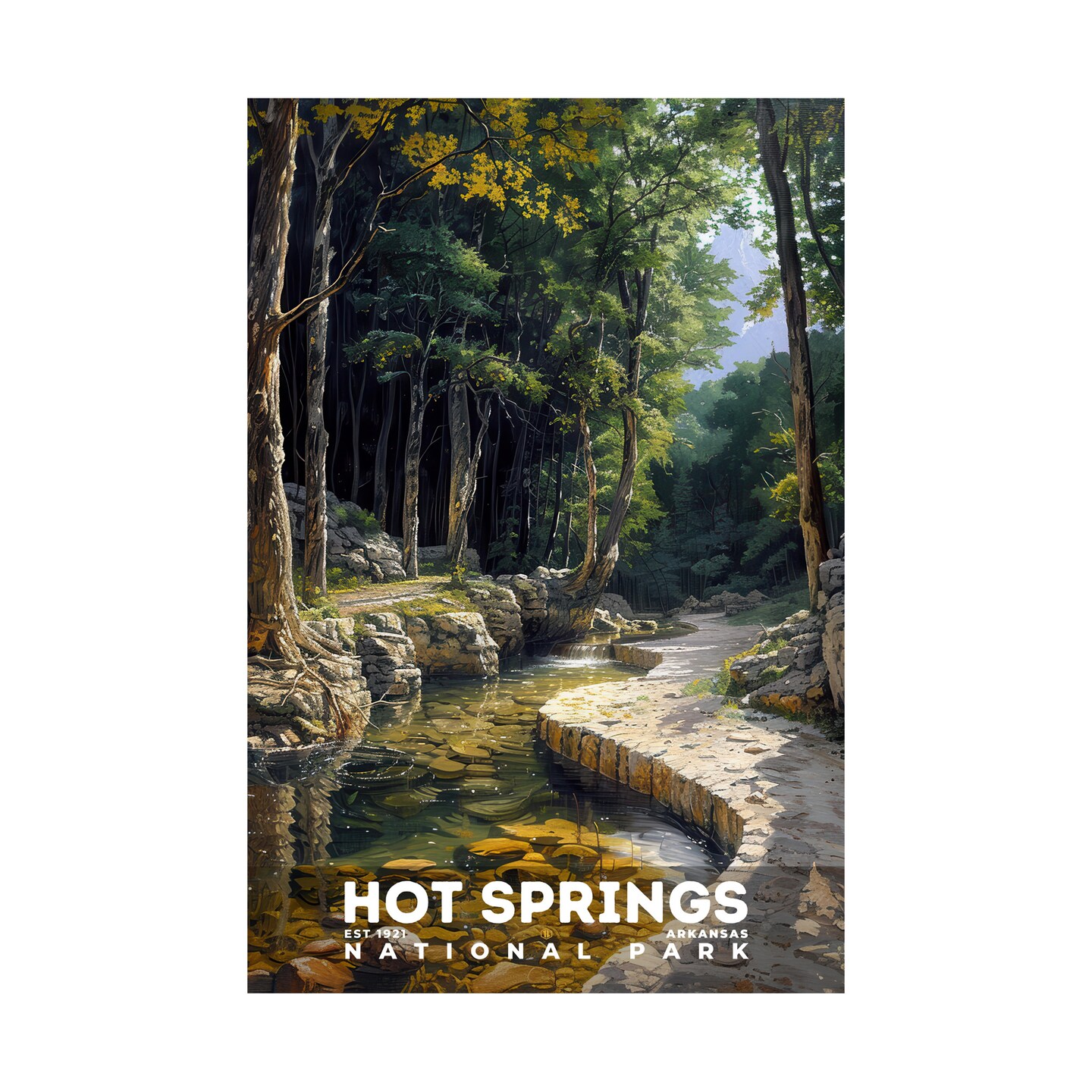 Hot Springs National Park Poster, Travel Art, Office Poster, Home Decor ...