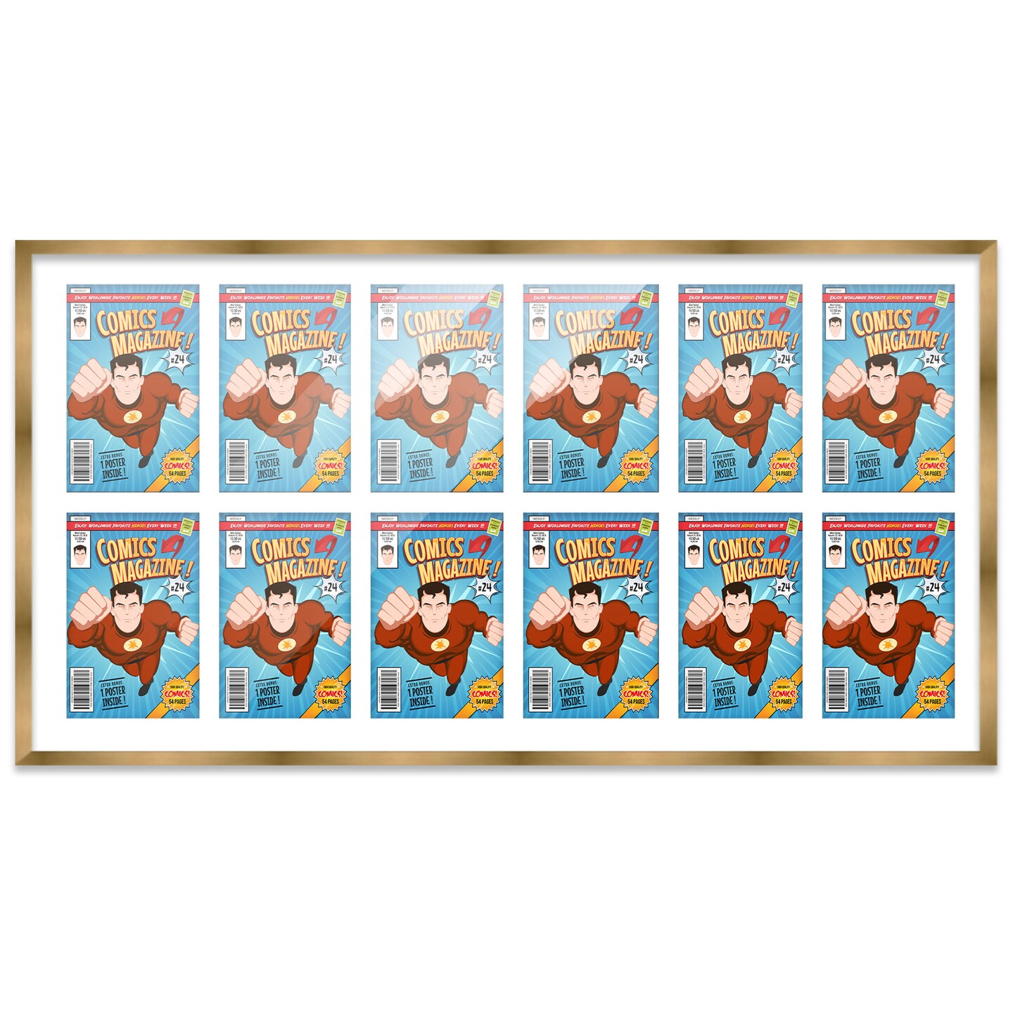 Comic Book Frame with Mat for 12 Golden Age Comics Published Between ...